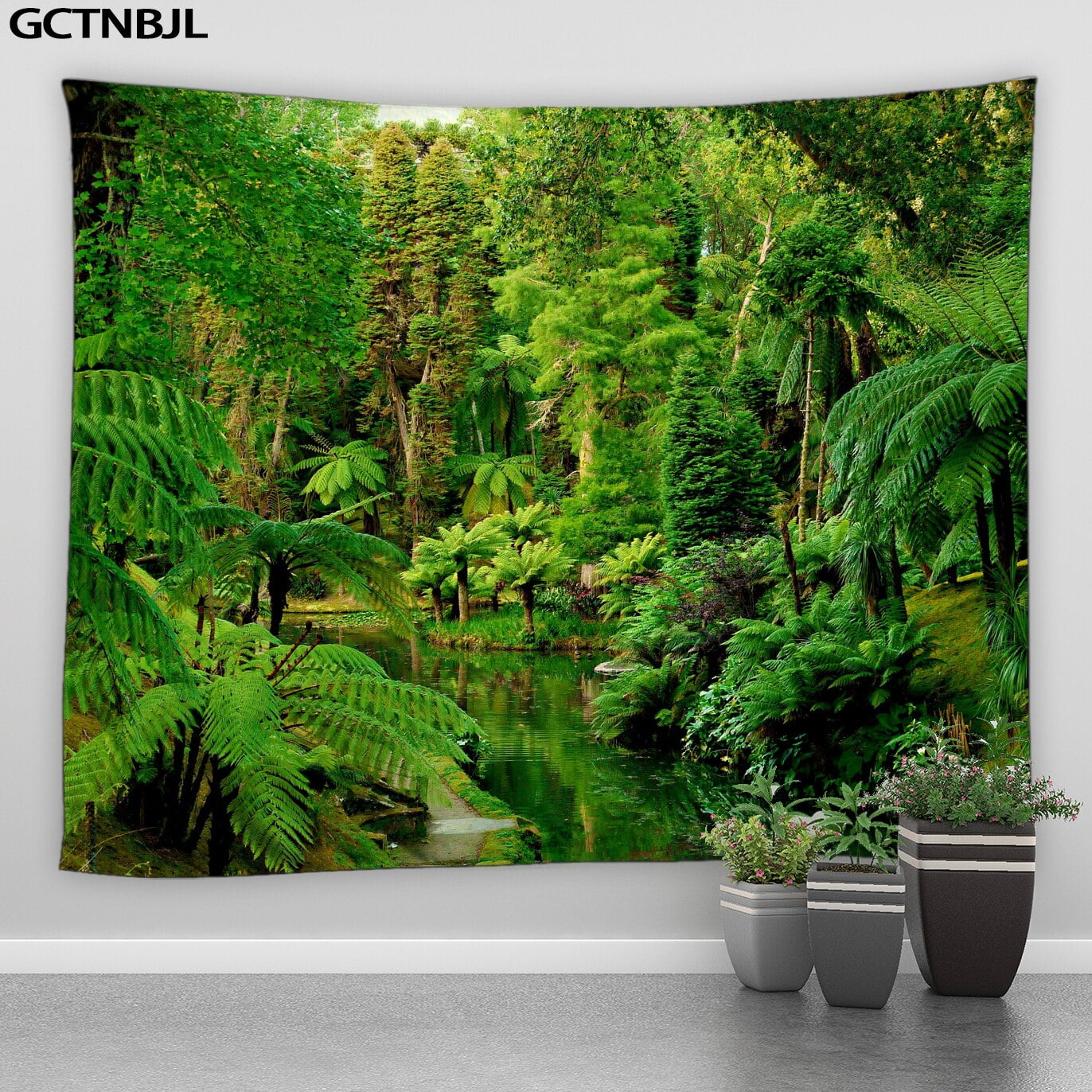 Tropical Rainforest Tapestry Palm Tree Wild Environment Nature ...