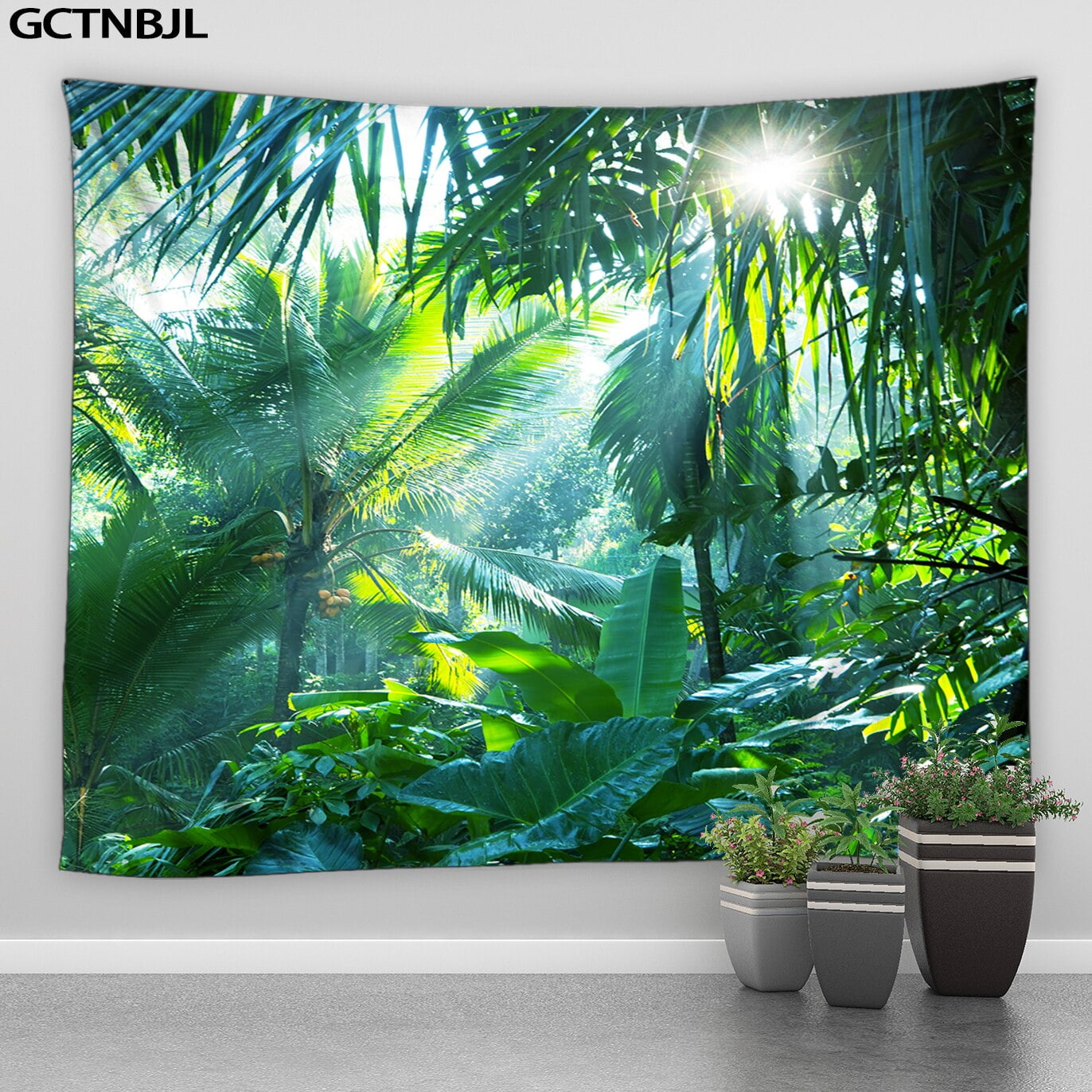 Tropical Rainforest Tapestry Palm Tree Wild Environment Nature ...