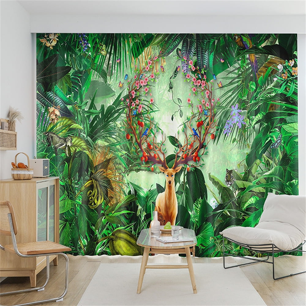 Tropical Rainforest Tree Leaf Plant Nature Kids Window Curtains Blinds ...