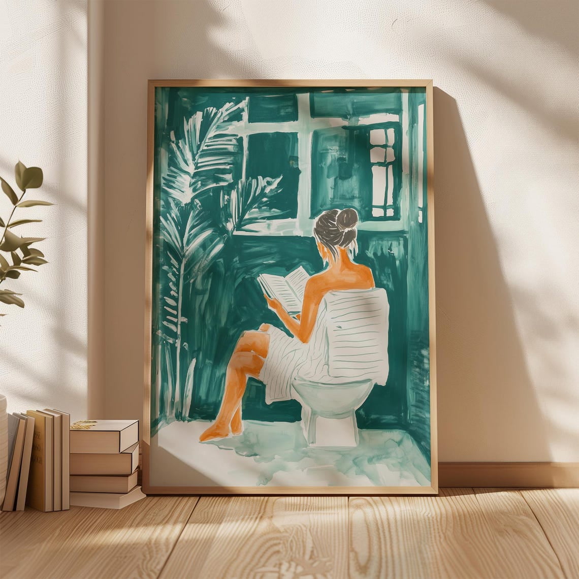 Tropical Relaxation Woman Art Print - Modern Bathroom Decor - Reading ...