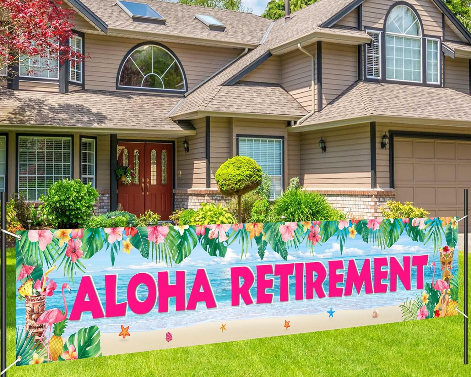 Tropical Retirement Party Decorations Large Happy Retirement Yard ...