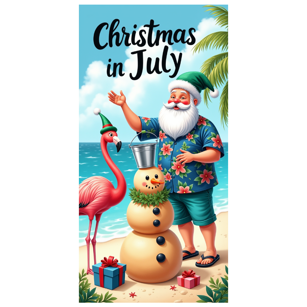 Tropical Santa Core Keywords Christmas in July Themed Flamingo Beach ...