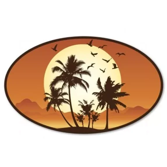 Tropical Scene Palm Trees Car Sticker Phone Decal Water Bottle Stickers ...