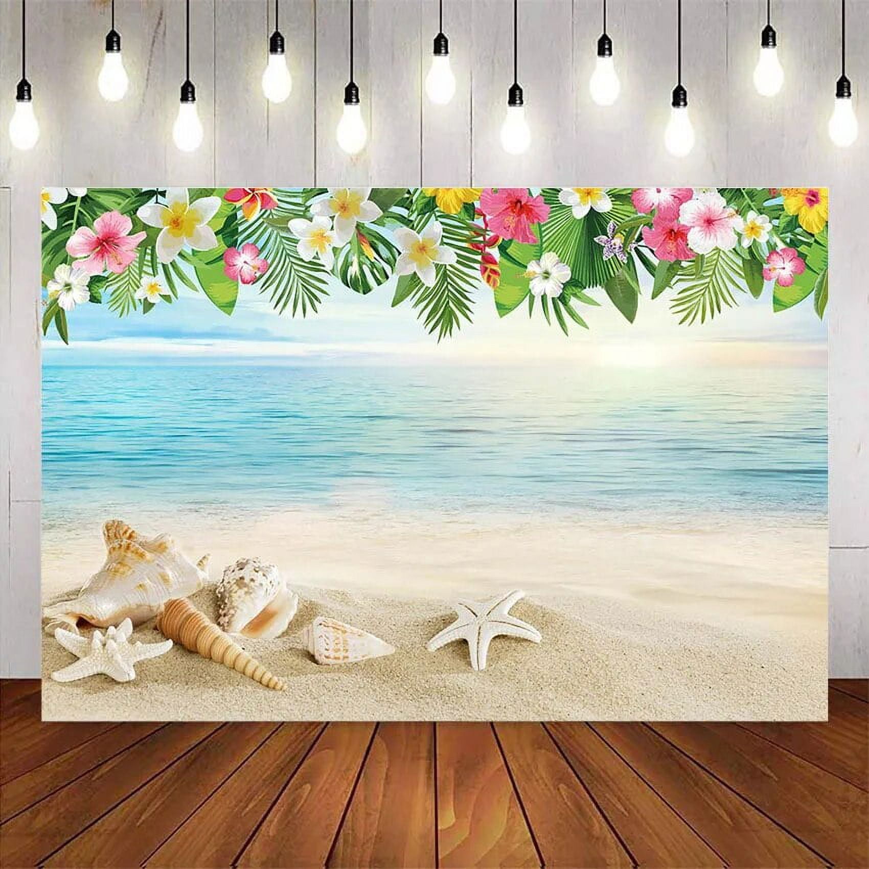 Tropical Sea Beach Starfish Shell Coral Sand Palms Tree Holiday Scene ...