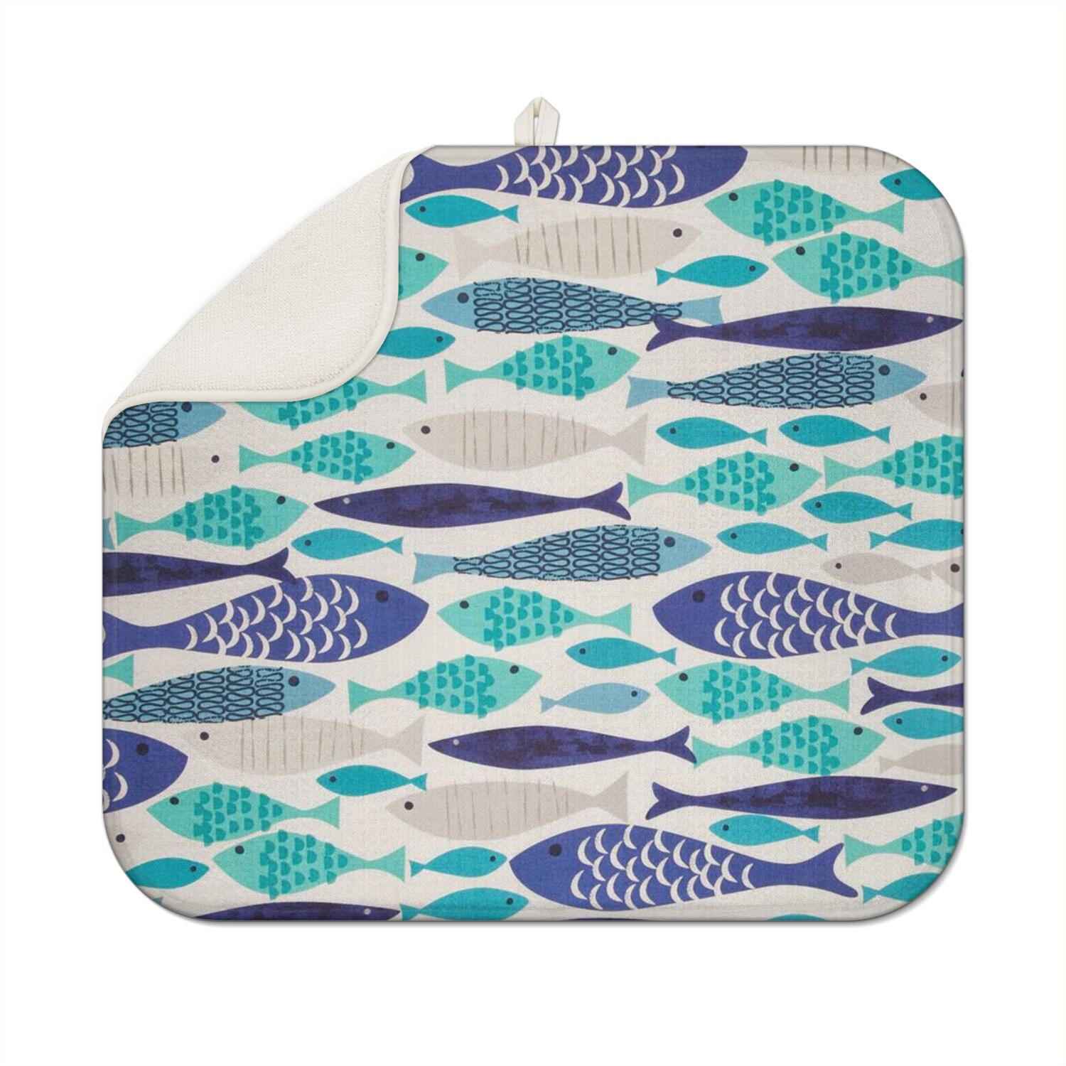 Tropical Sea Creatures Dish Drying Mat - Quick Dry Microfiber ...