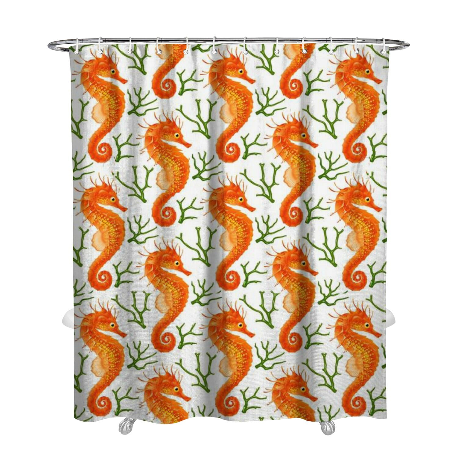 Tropical Sea Horse Shower Curtain - Vibrant Marine Life Ocean Design ...