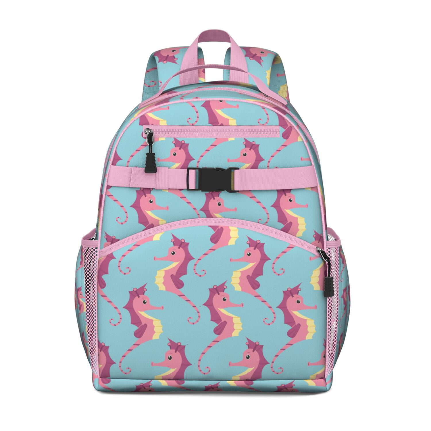 Tropical Seahorse Students Backpack with Nautical Coastal Life Design ...
