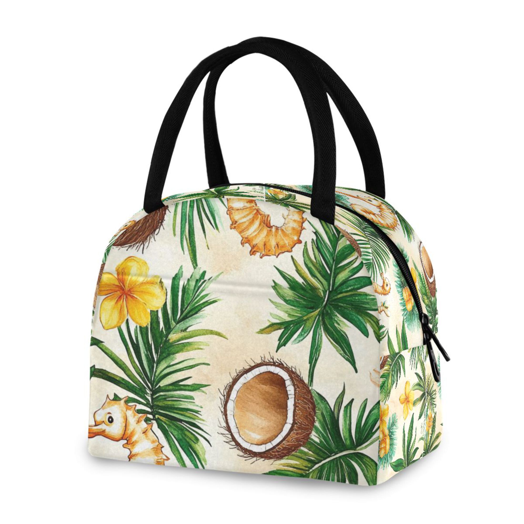 Tropical Seahorse and Coconut Insulated Lunch Bag for Women Portable ...