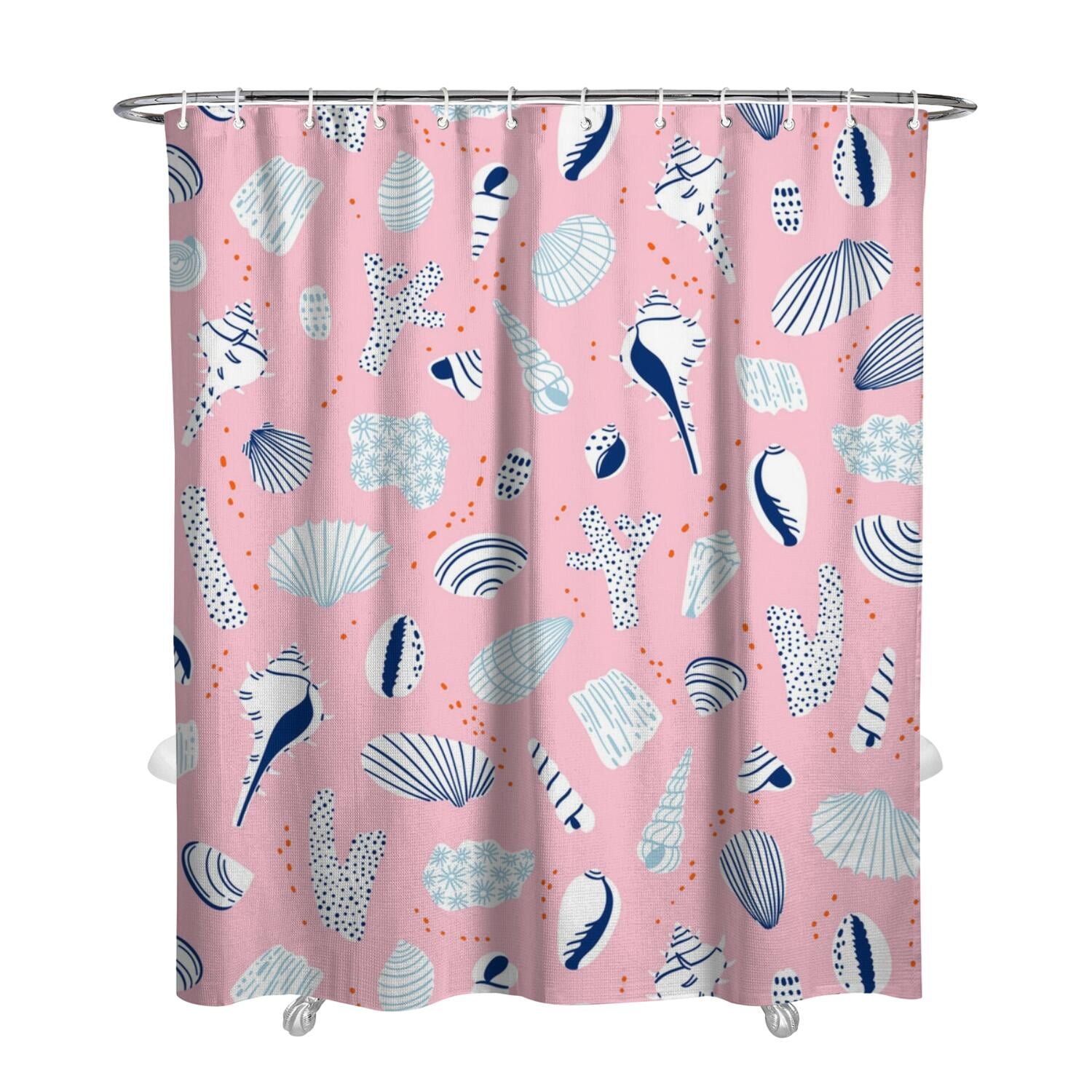 Tropical Seashell Shower Curtain, Nautical Beach Shell and Starfish ...