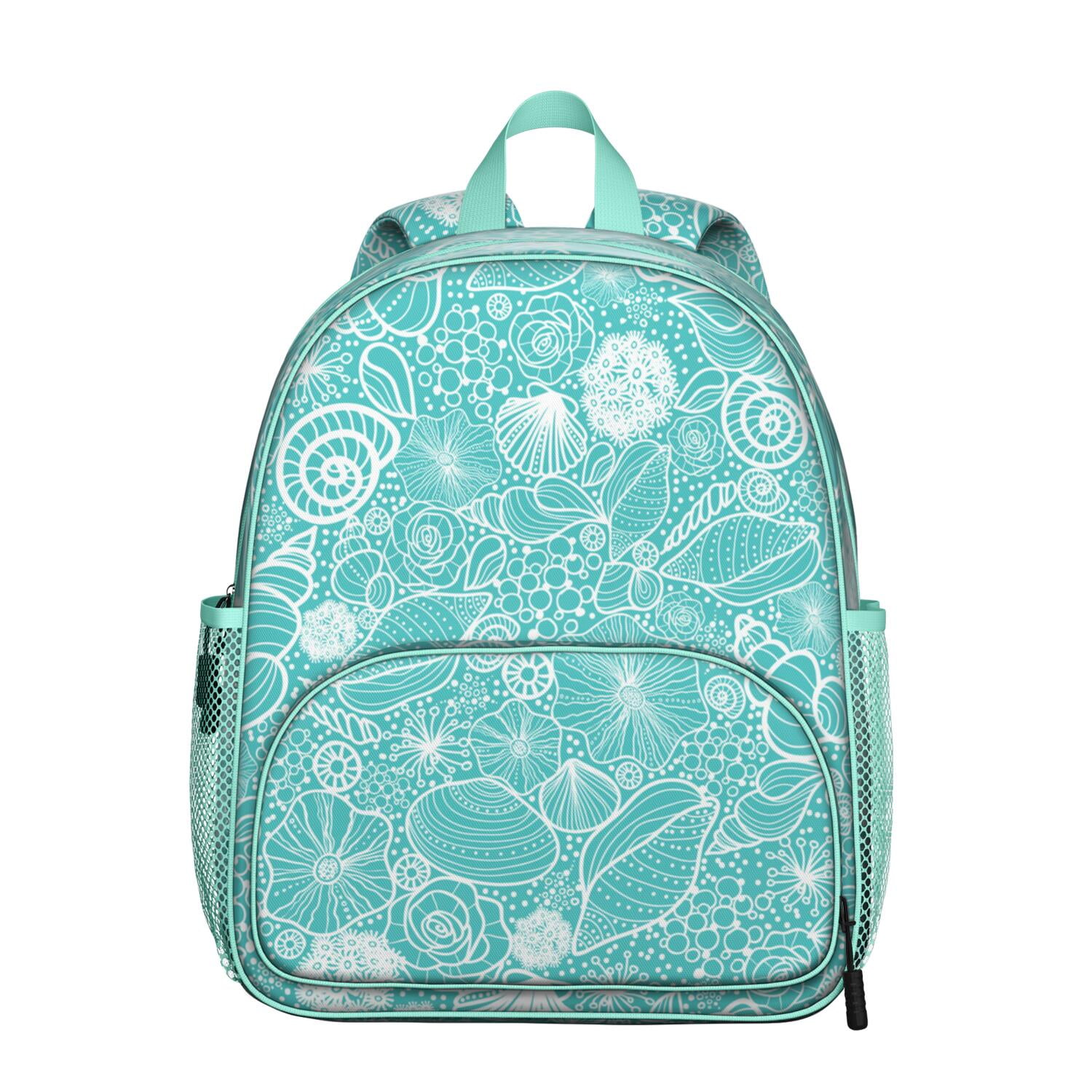 Tropical Seashell and Coral Backpack, Lightweight Nautical Small Travel ...