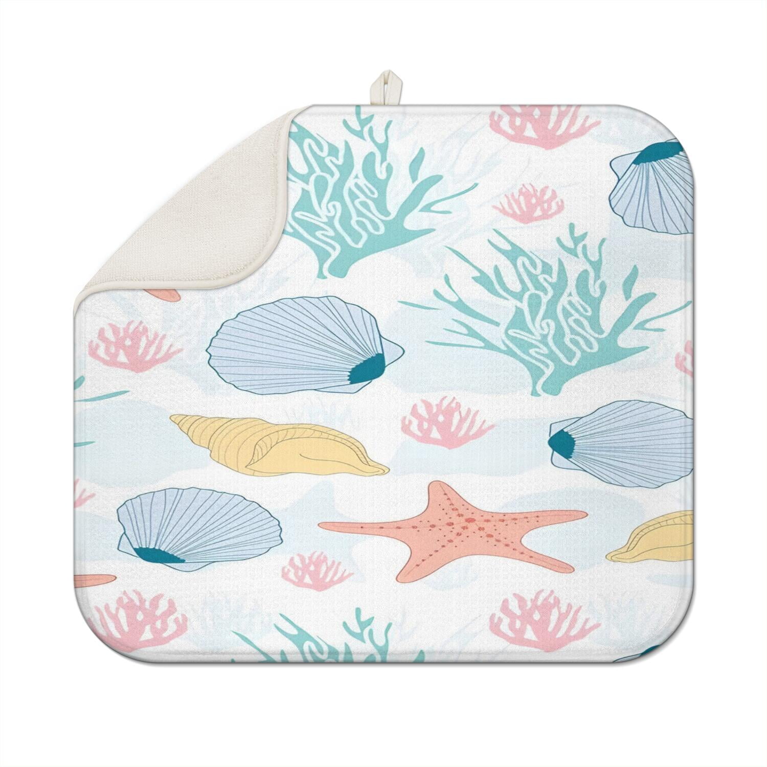 Tropical Seaside Coffee Mat Nautical Starfish Beach Seahorse Ocean ...