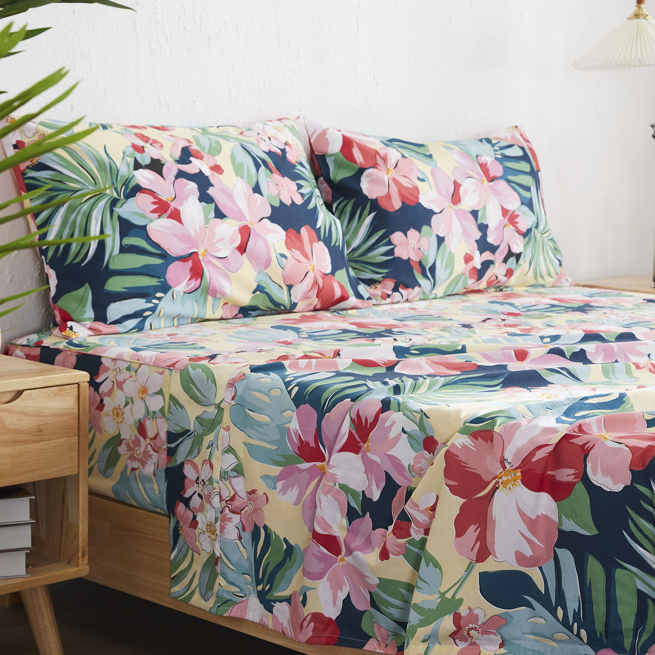 Tropical Sheets California King 100% Cotton Bed Set 600 TC Soft Floral ...