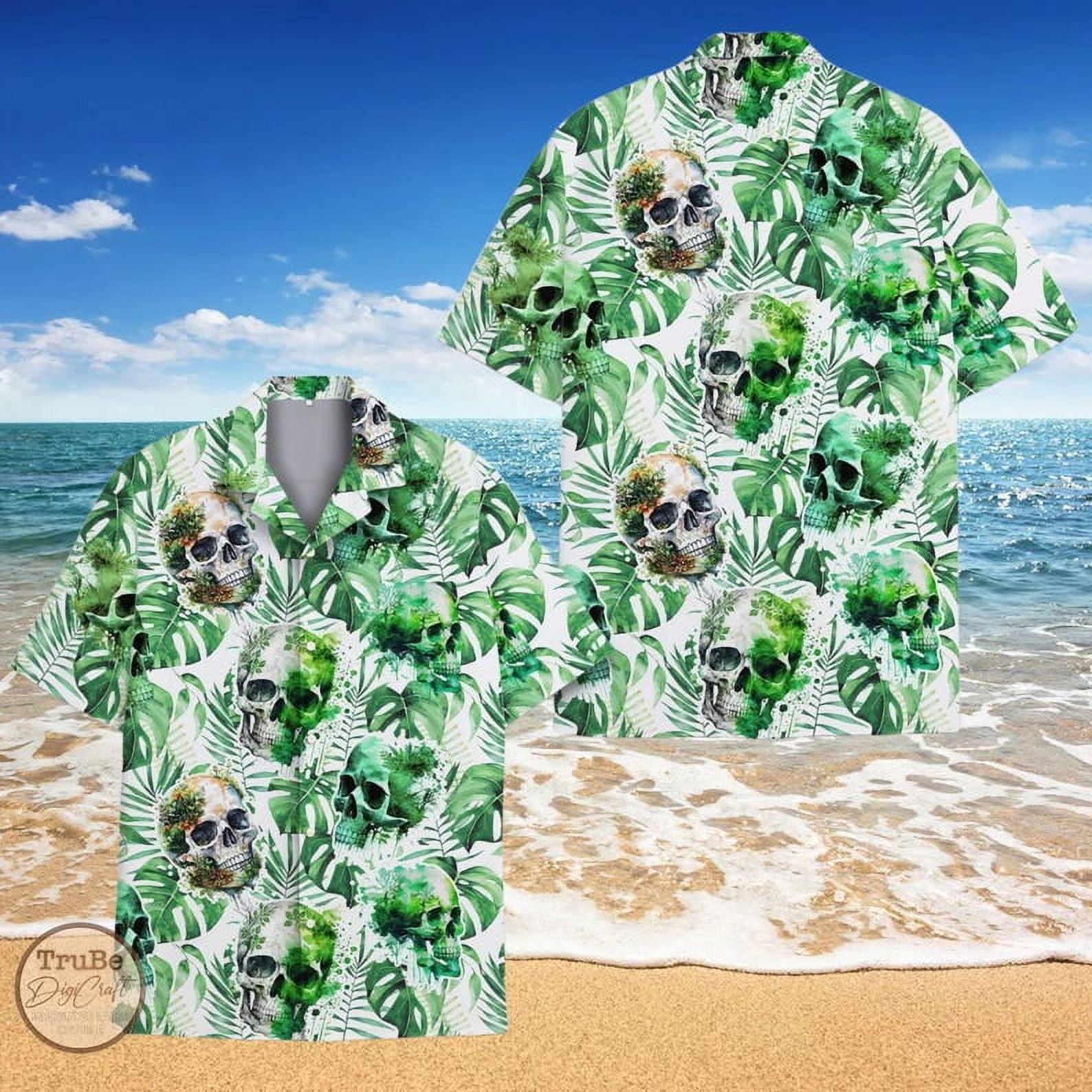 Tropical Skull Hawaii Shirt for Men Women Youth, Funny Skull Summer Aloha Shirt, Skull Button ...