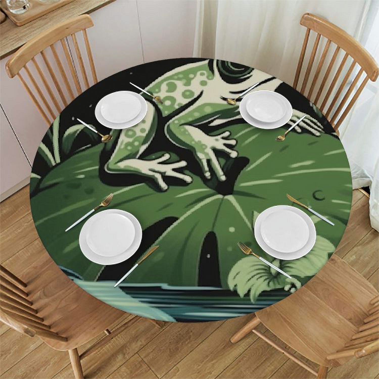 Tropical Skull Monstera Plant Frog Table Cloth Cover Elastic Edge Table ...