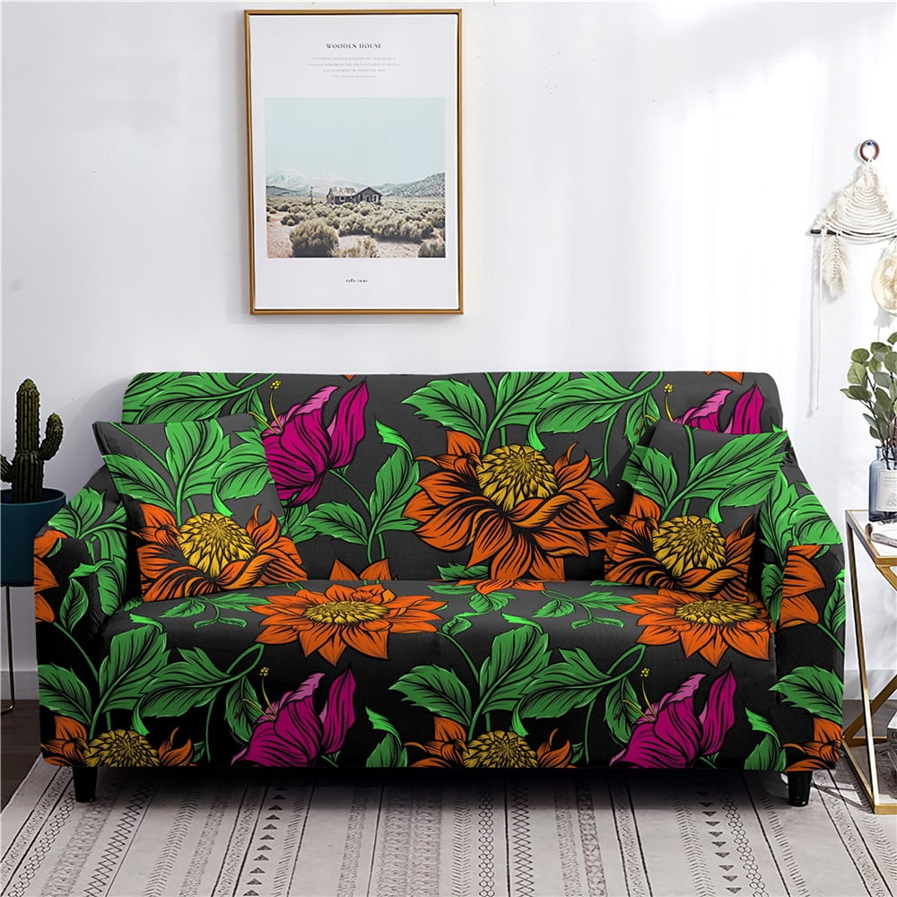 Tropical Sofa Cover Stretch Flower Couch Covers Universal Slipcovers ...