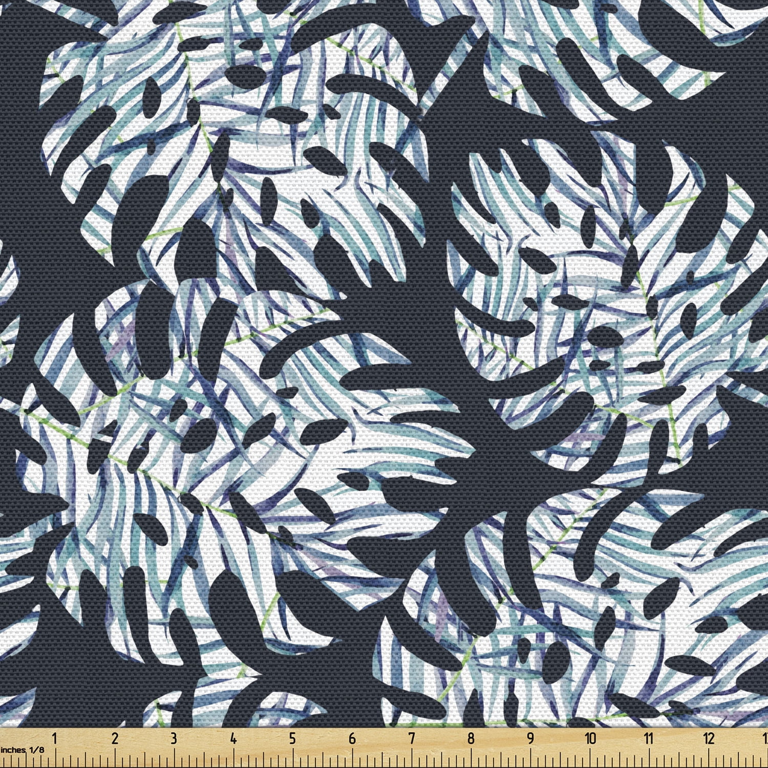 Ambesonne Tropical Fabric by the Yard Upholstery, Leaf Foliage Inner ...