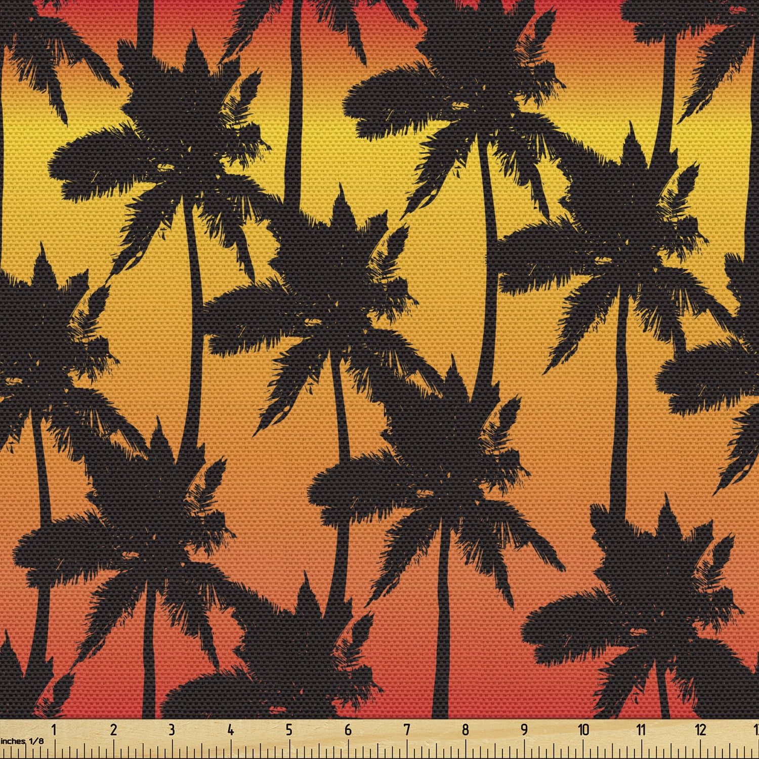 Ambesonne Tropical Fabric by the Yard Upholstery, Palm Trees on Ombre ...