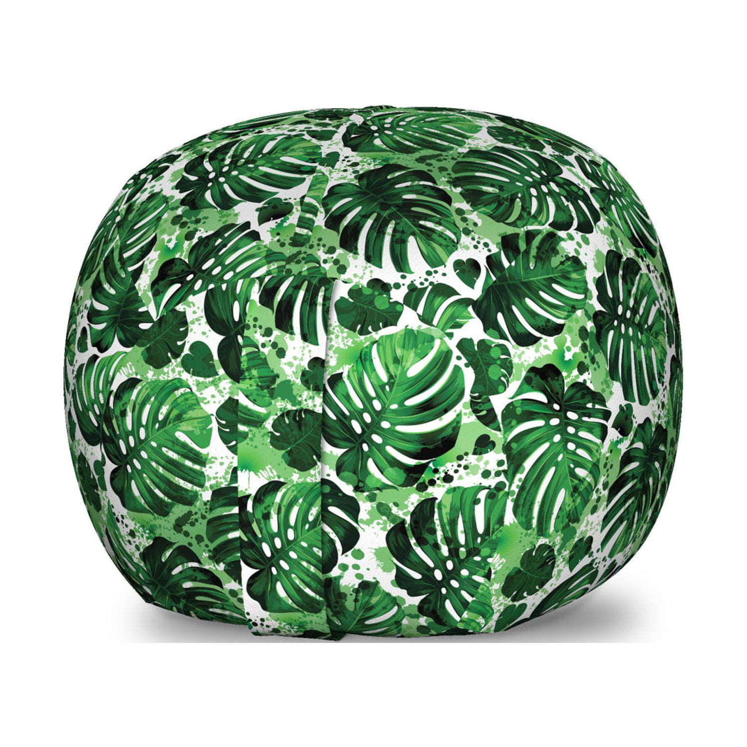 Tropical Storage Toy Bag Chair, Green Tones Exotic Monstera Leaves ...