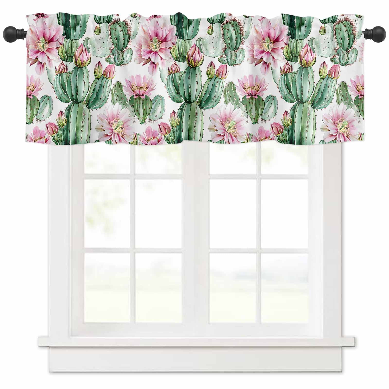 Tropical Succulent Valances for Windows Farmhouse Kitchen Curtains ...