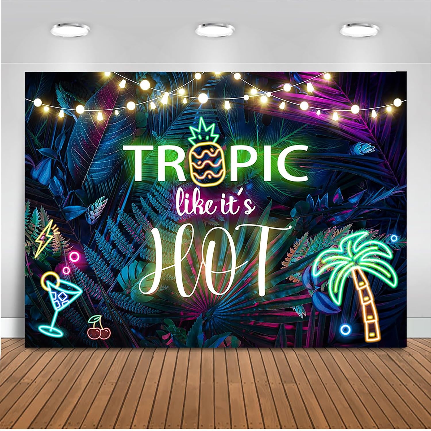 Tropical Summer Backdrop Tropic Like It's Hot Neon Hawaiian Luau Party ...