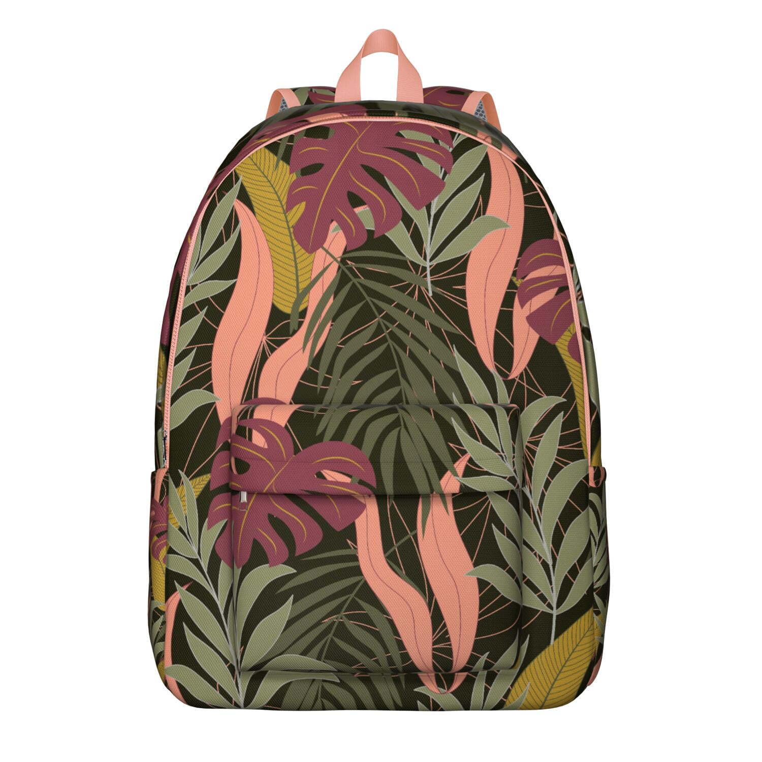 Tropical Summer Beach Backpack, Hawaiian Floral School Bag with Jungle ...
