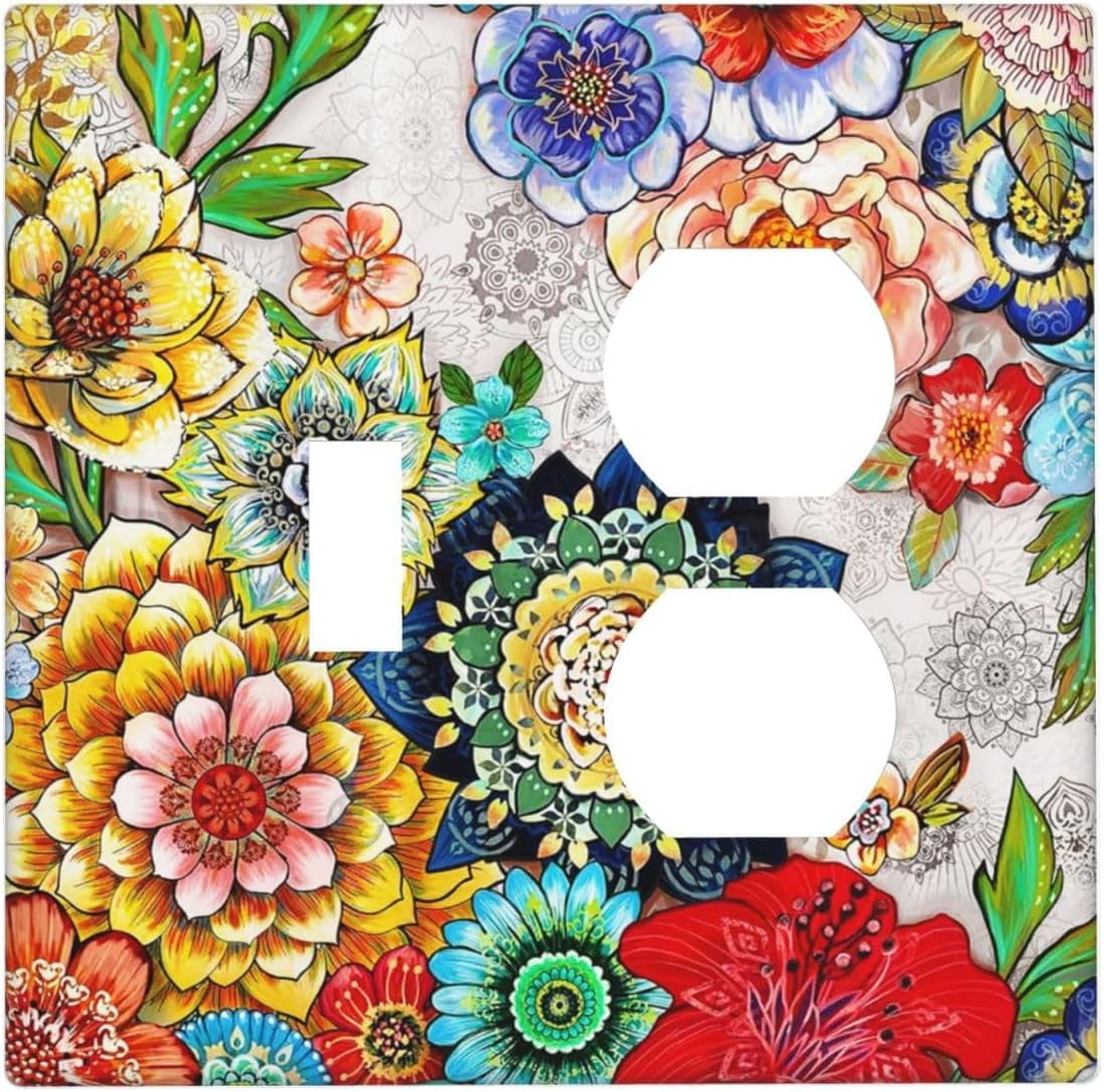 Tropical Summer Colorful Mandala Boho Floral Bohemian Flower Art 2-Gang ...