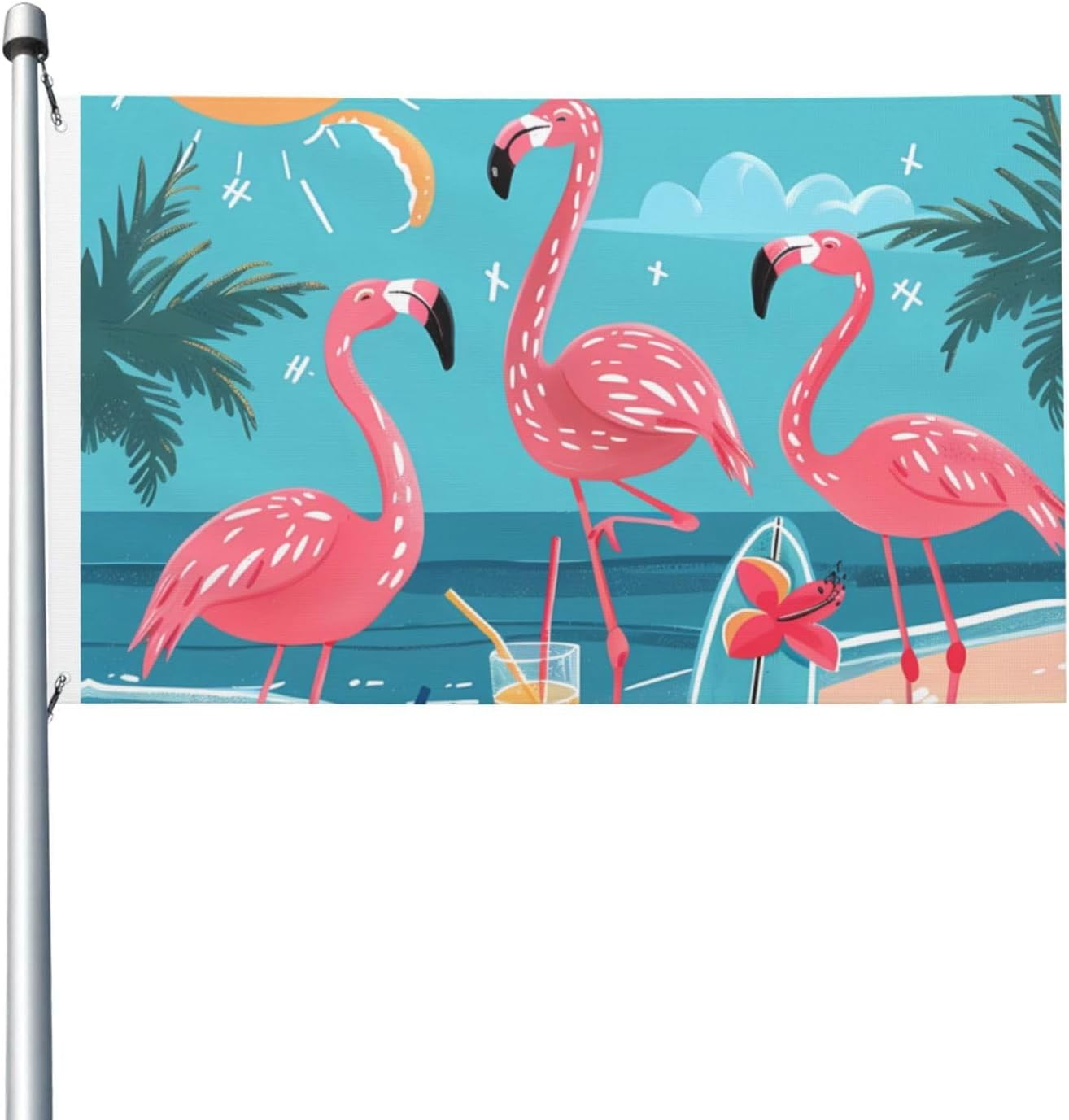 Tropical Summer Flamingo 4x6 ft Flag Sunny Hawaiian Flag All Weather ...