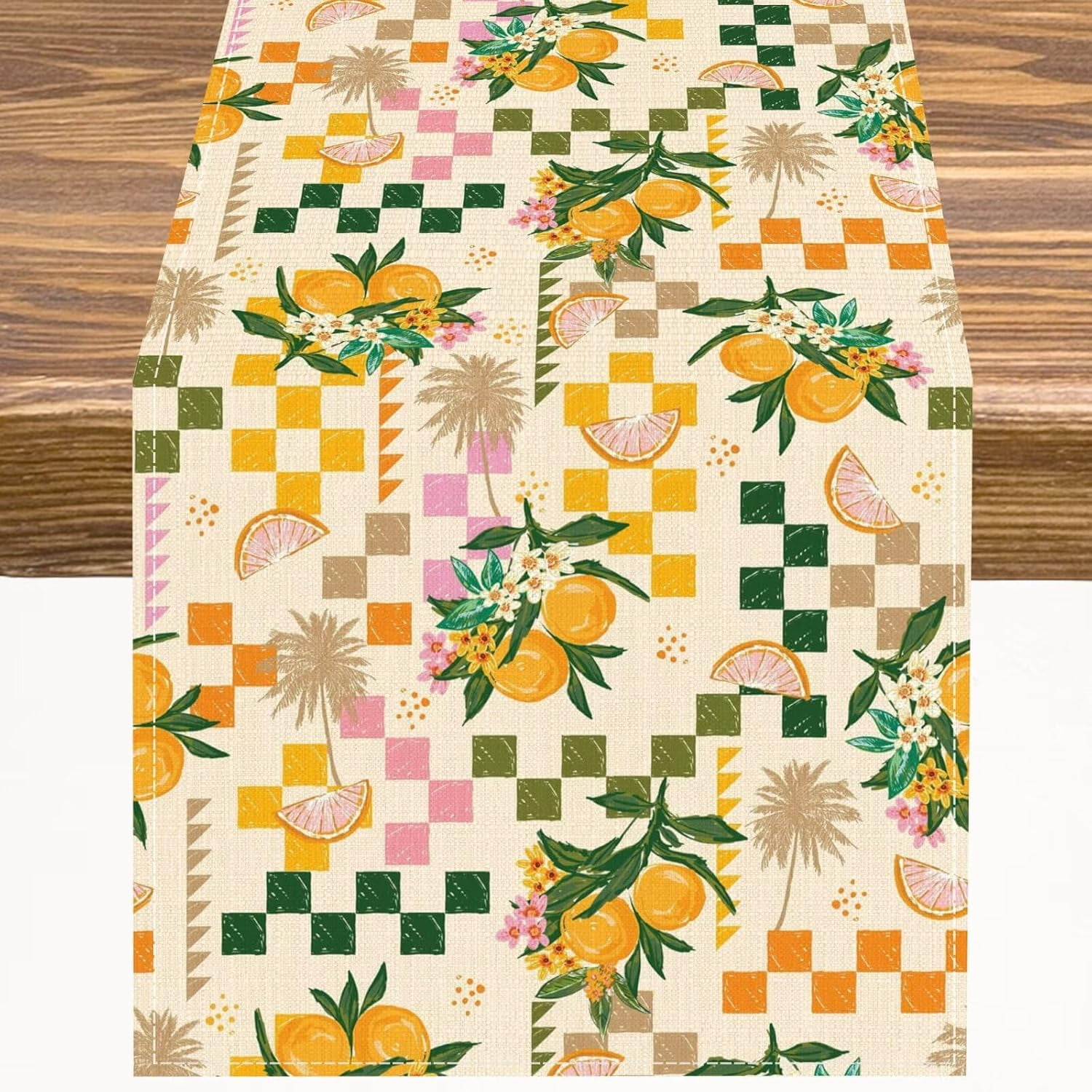 Tropical Summer Fruit Table Runner Orange Lemon Hand Drawn Style ...