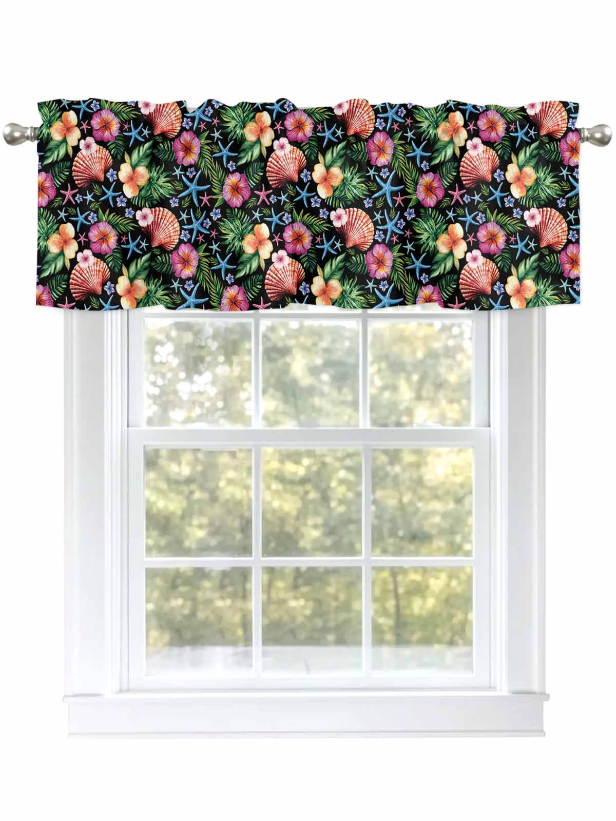Tropical Summer Ocean Valances for Windows, Rod Pocket Kitchen Valance Curtains - Soft ...