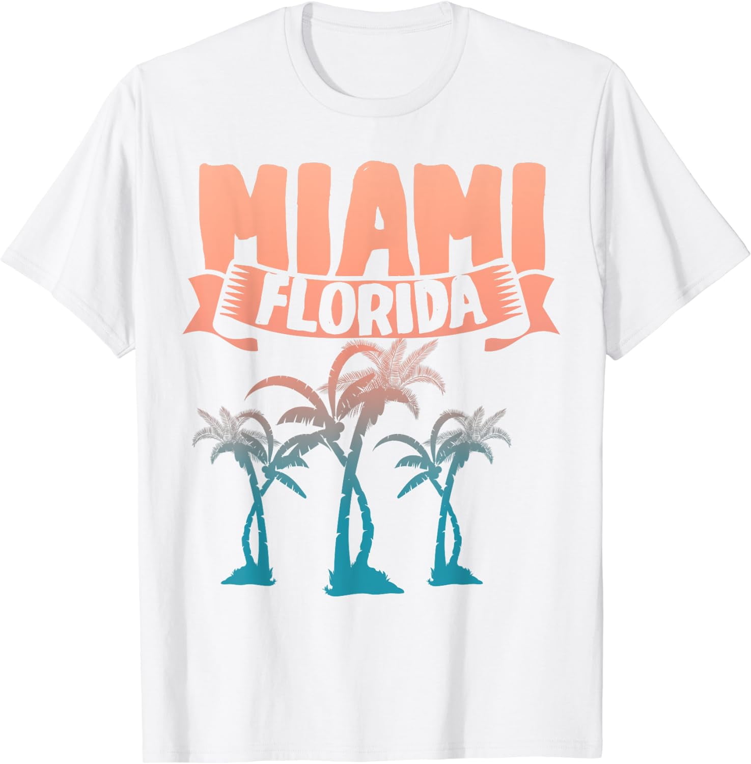 Tropical Summer Vacation Palm Trees Miami Beach Florida T-Shirt White ...