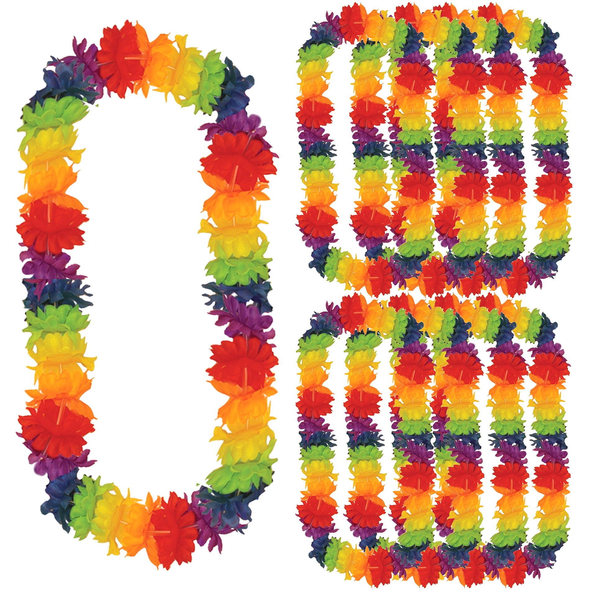 Tropical Sun Rainbow Summer Luau Dance Party Fabric Lei, Neon, 21", 25 ...