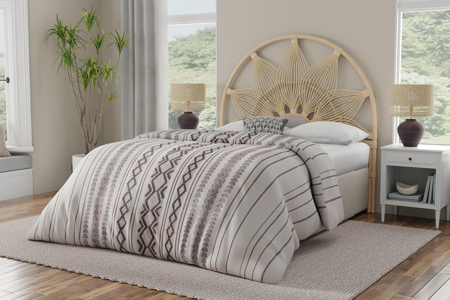 Tropical Sunflower Rattan Headboard for Bed - Bohemian Decor - Walmart.com