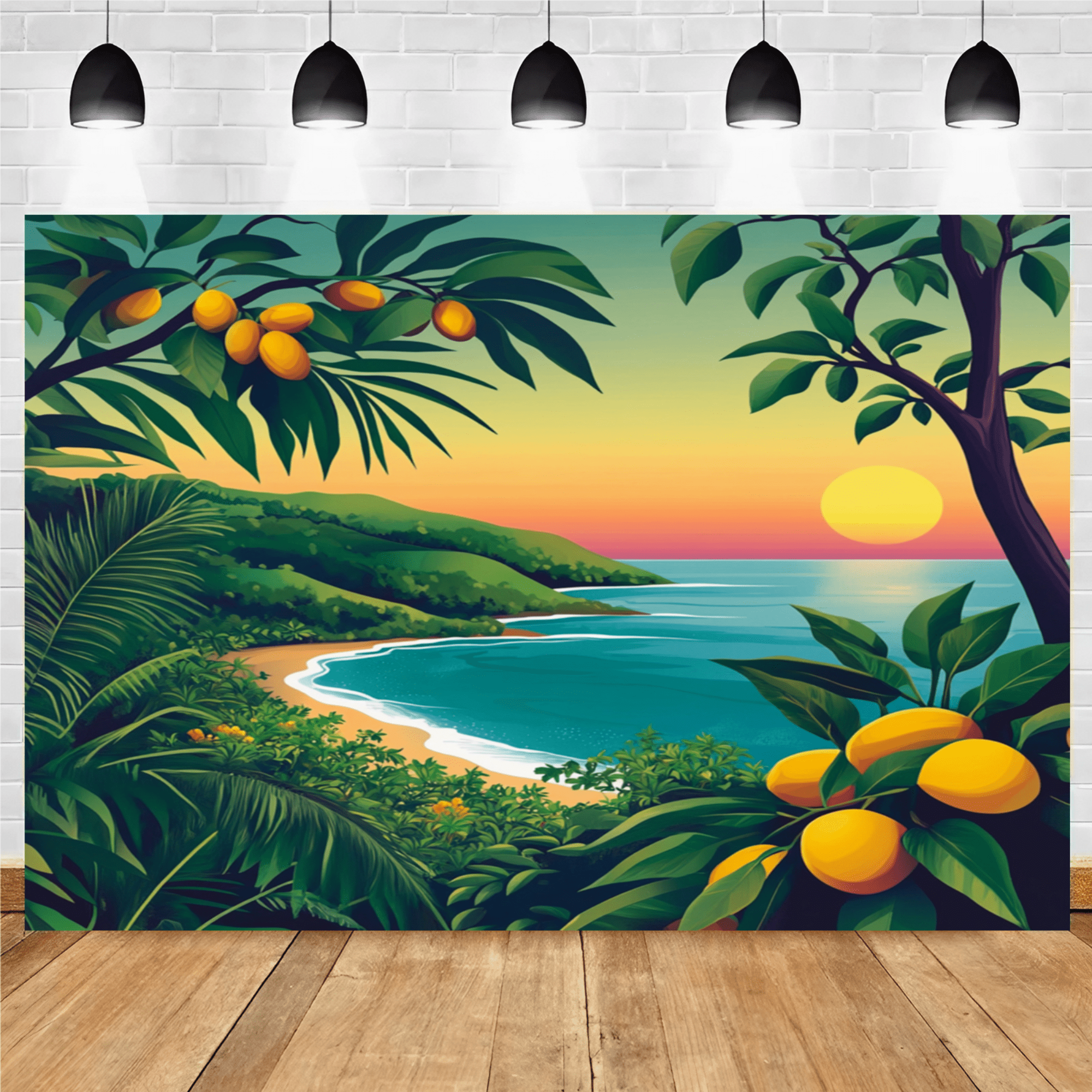 Tropical Sunset Beach Scene(12) Natural Scenic Backdrops Summer ...