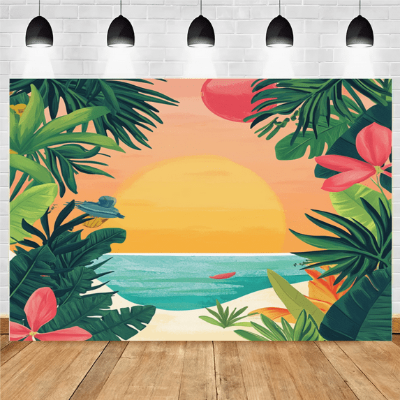 Tropical Sunset Beach Scene(9) Natural Scenic Backdrops Summer ...