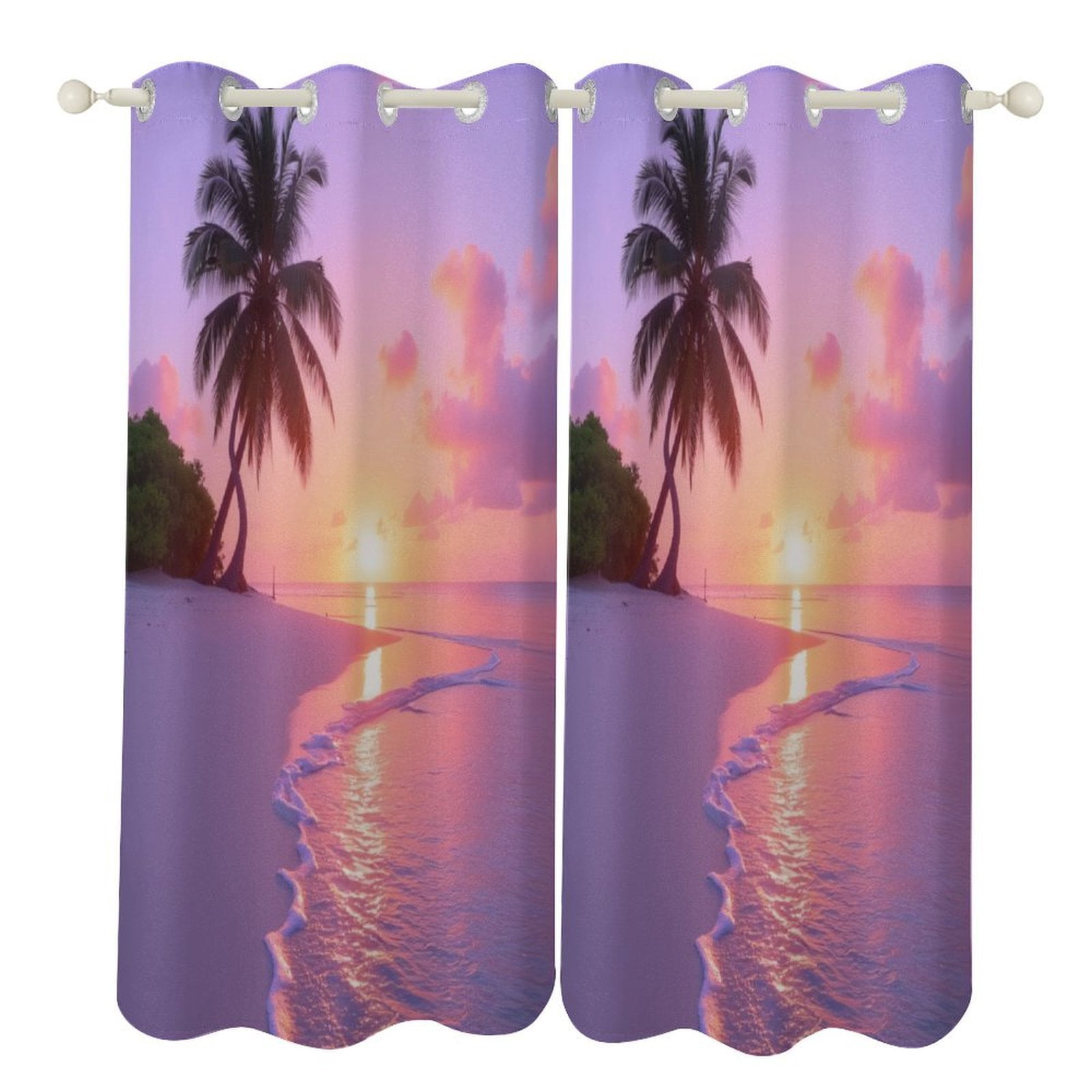 Tropical Sunset Beach Window Blackout Curtain 3d Printed Blackout ...
