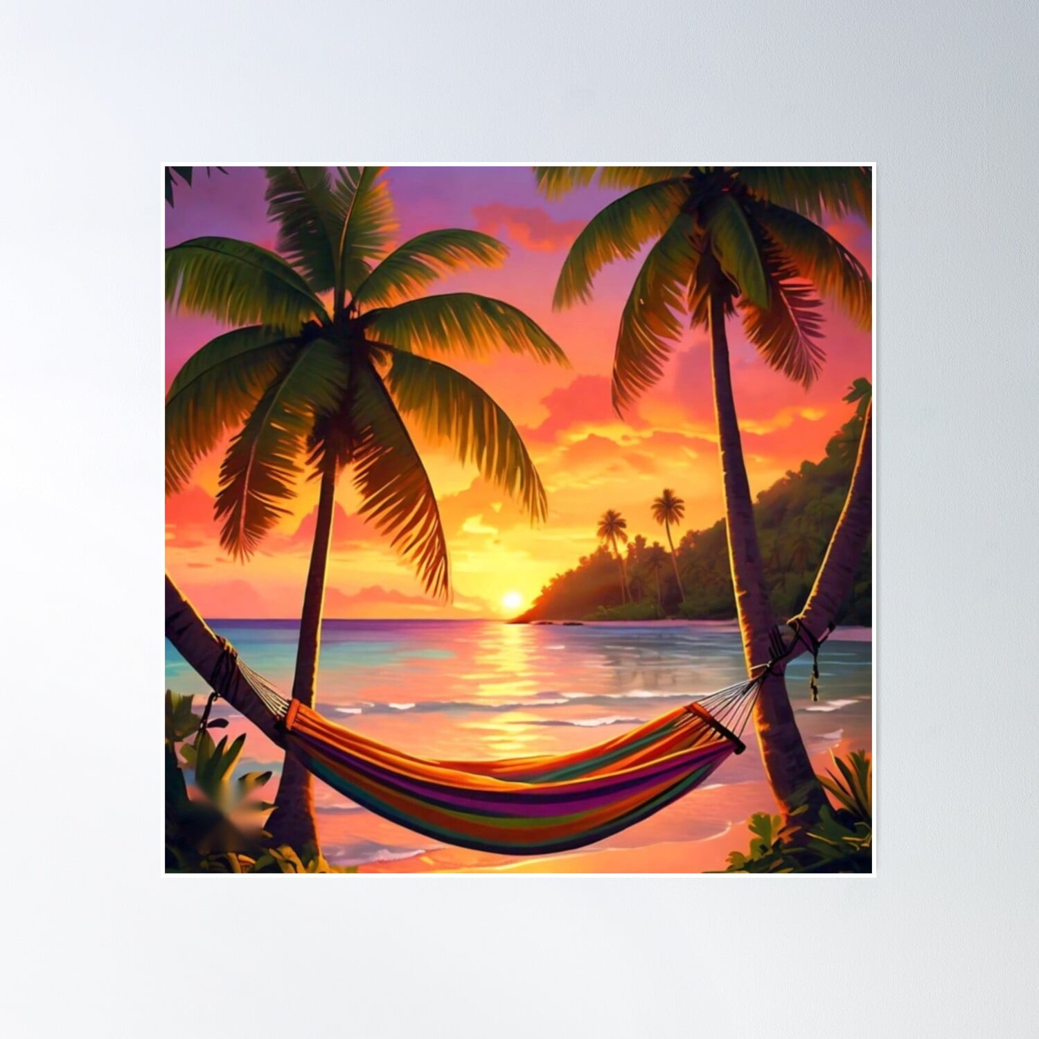 Tropical Sunset Escape Poster Wall Art, Modern Wall Decor, 24x36 ...