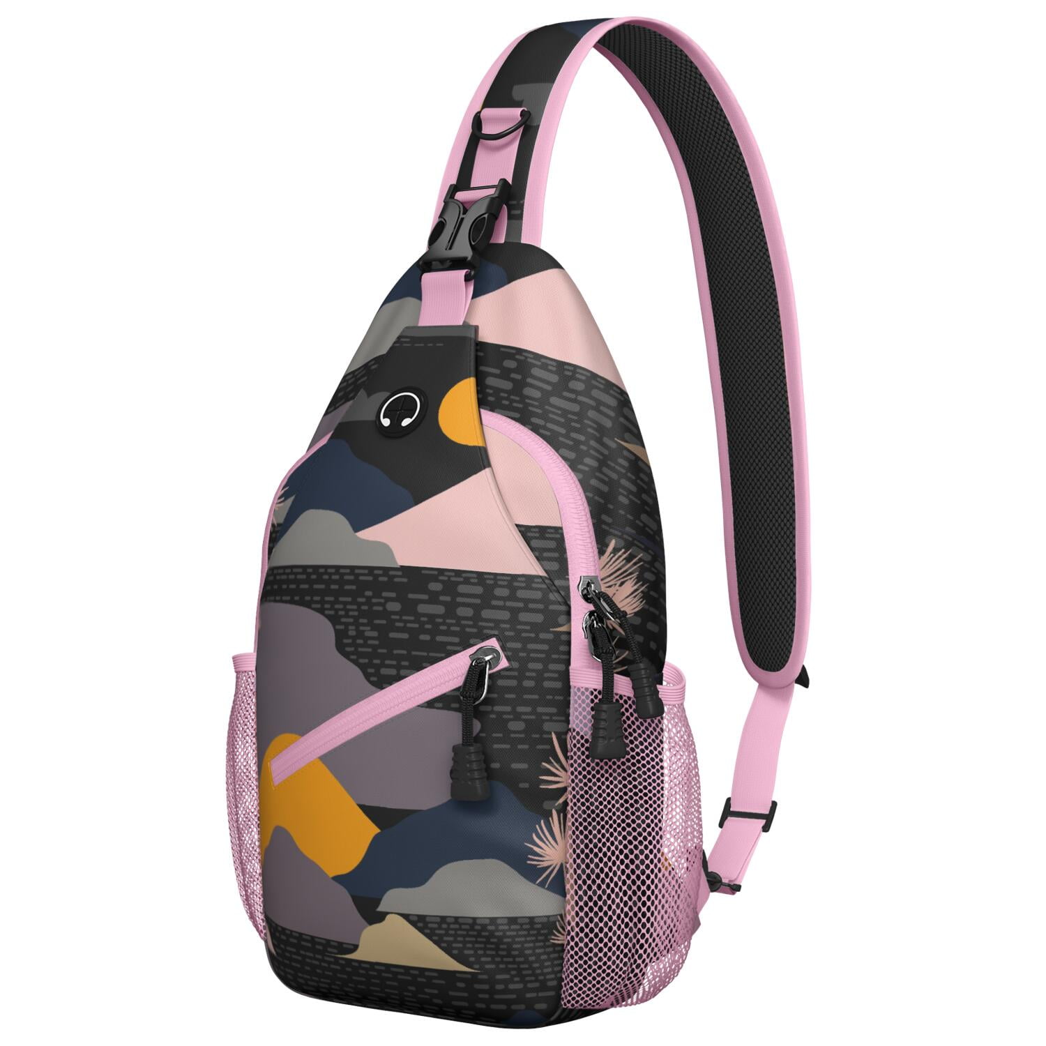 Tropical Sunset Palm Tree Chest Bag - Boho Nautical Crossbody Backpack ...