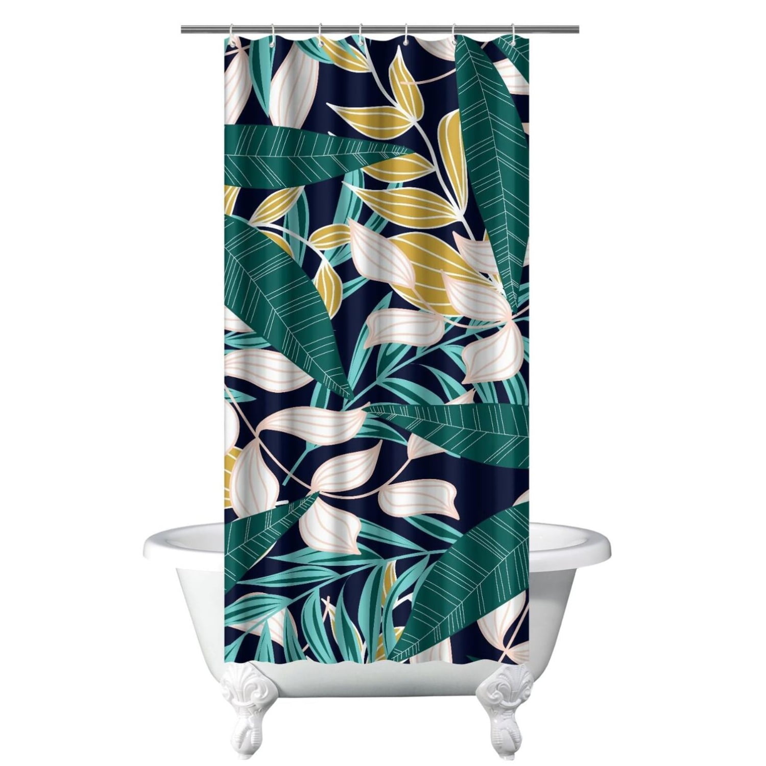 Tropical Sunset Palm Tree Fabric Shower Curtain with Hooks, Waterproof ...