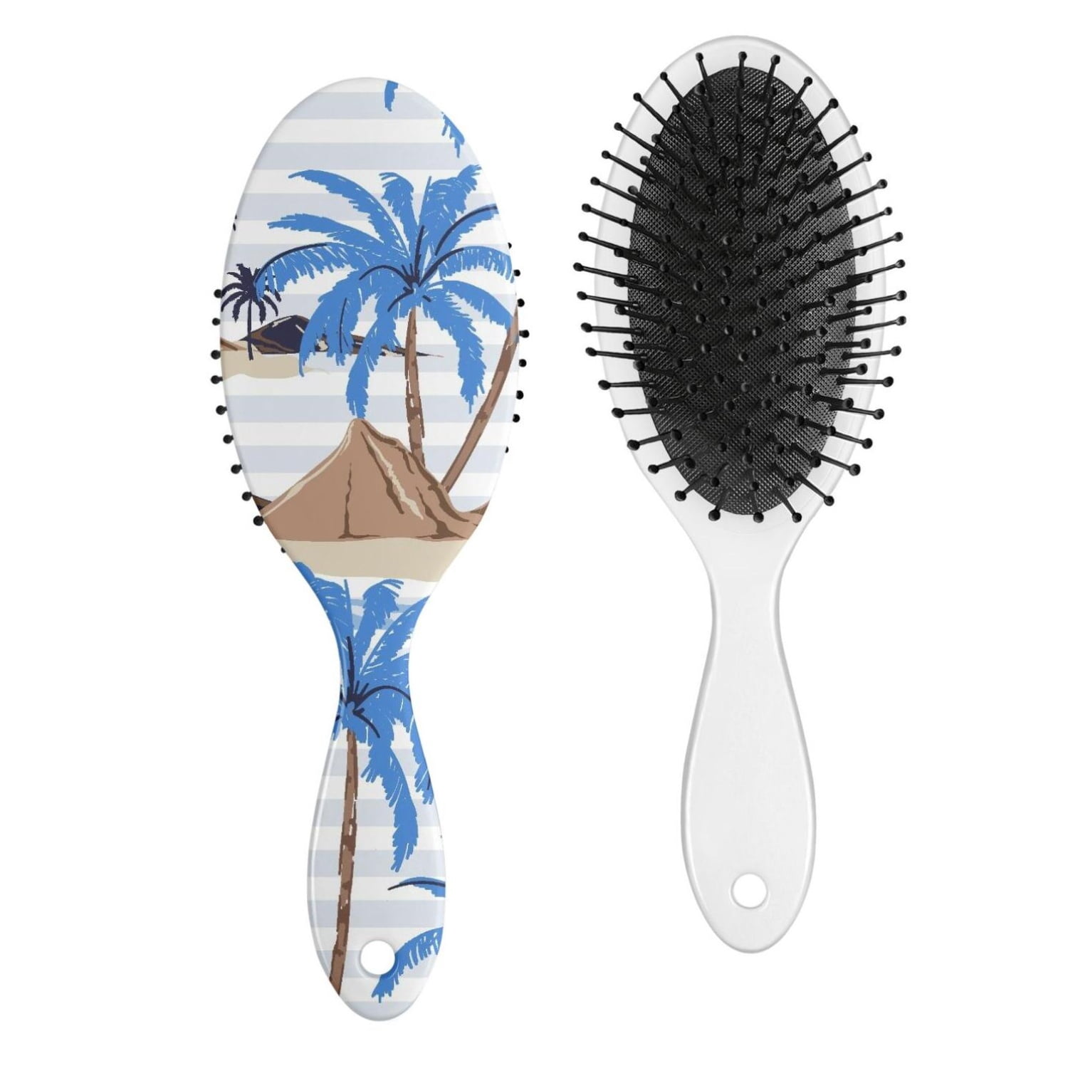 Tropical Sunset Palm Tree Hair Brush, Hawaiian Paradise Detangler ...