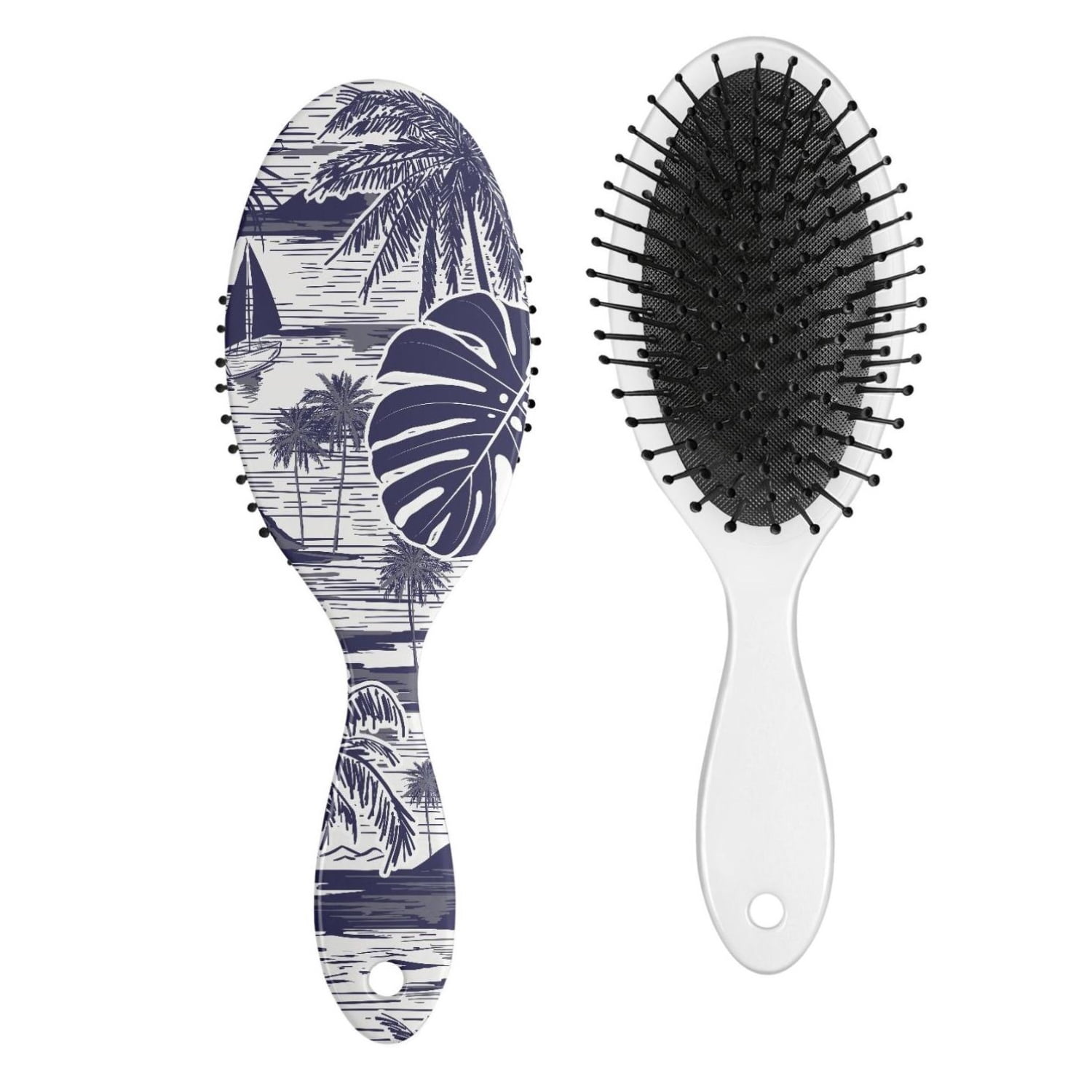 Tropical Sunset Palm Tree Hair Brush, Hawaiian Paradise Detangler ...