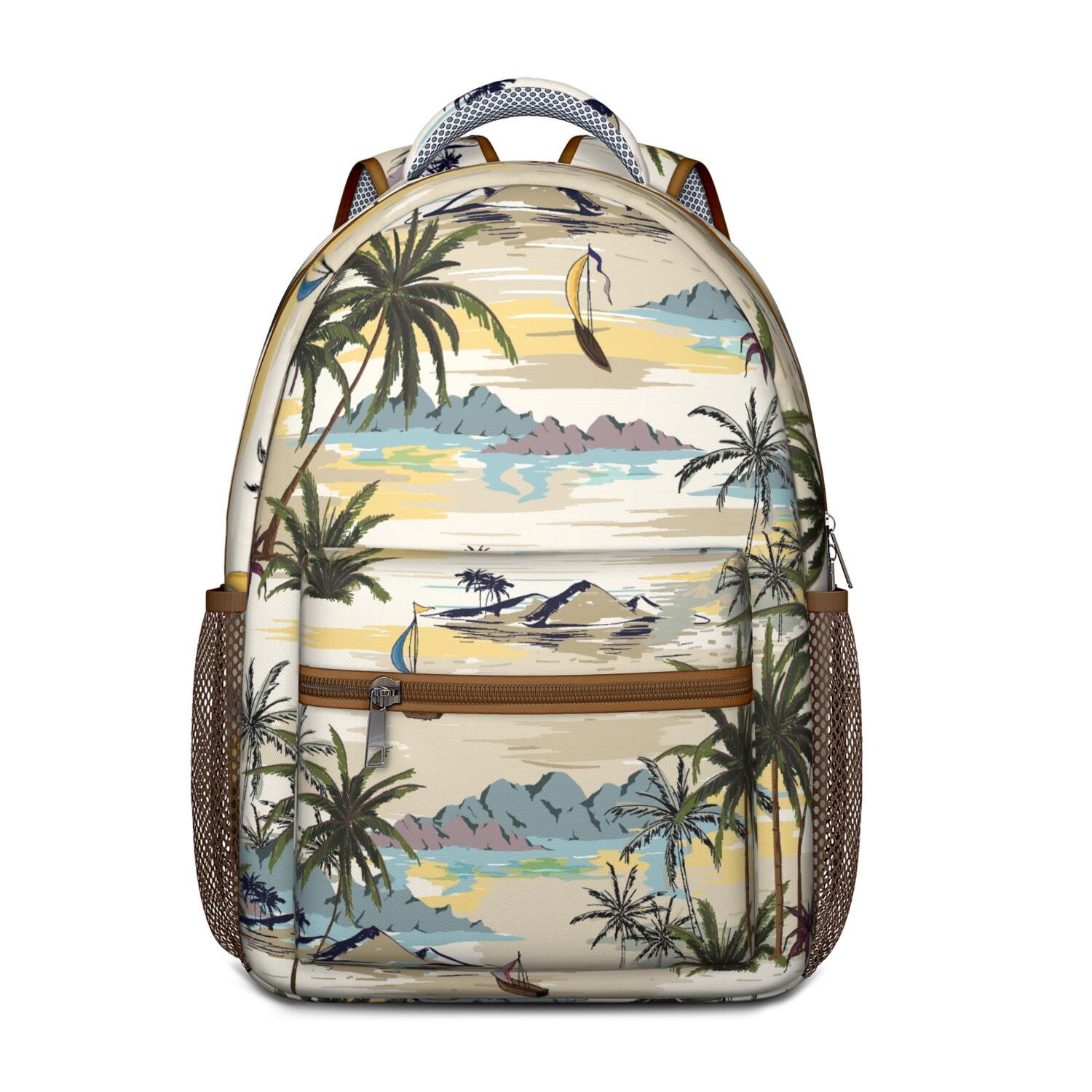 Tropical Sunset Palm Tree Waterproof Bookbag - Lightweight Durable ...