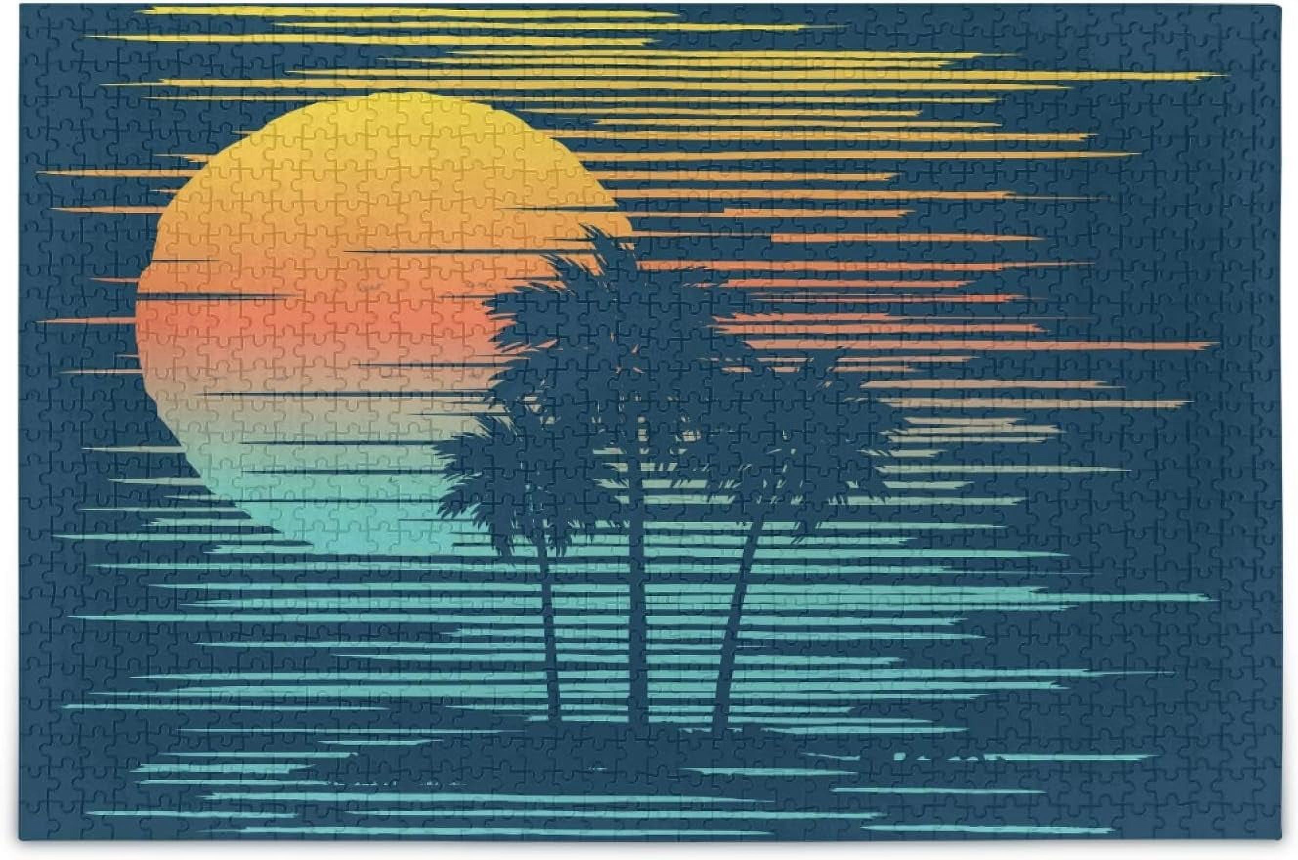 Tropical Sunset Palm Trees Puzzle for Adults 500 Piece Puzzles Game DIY ...