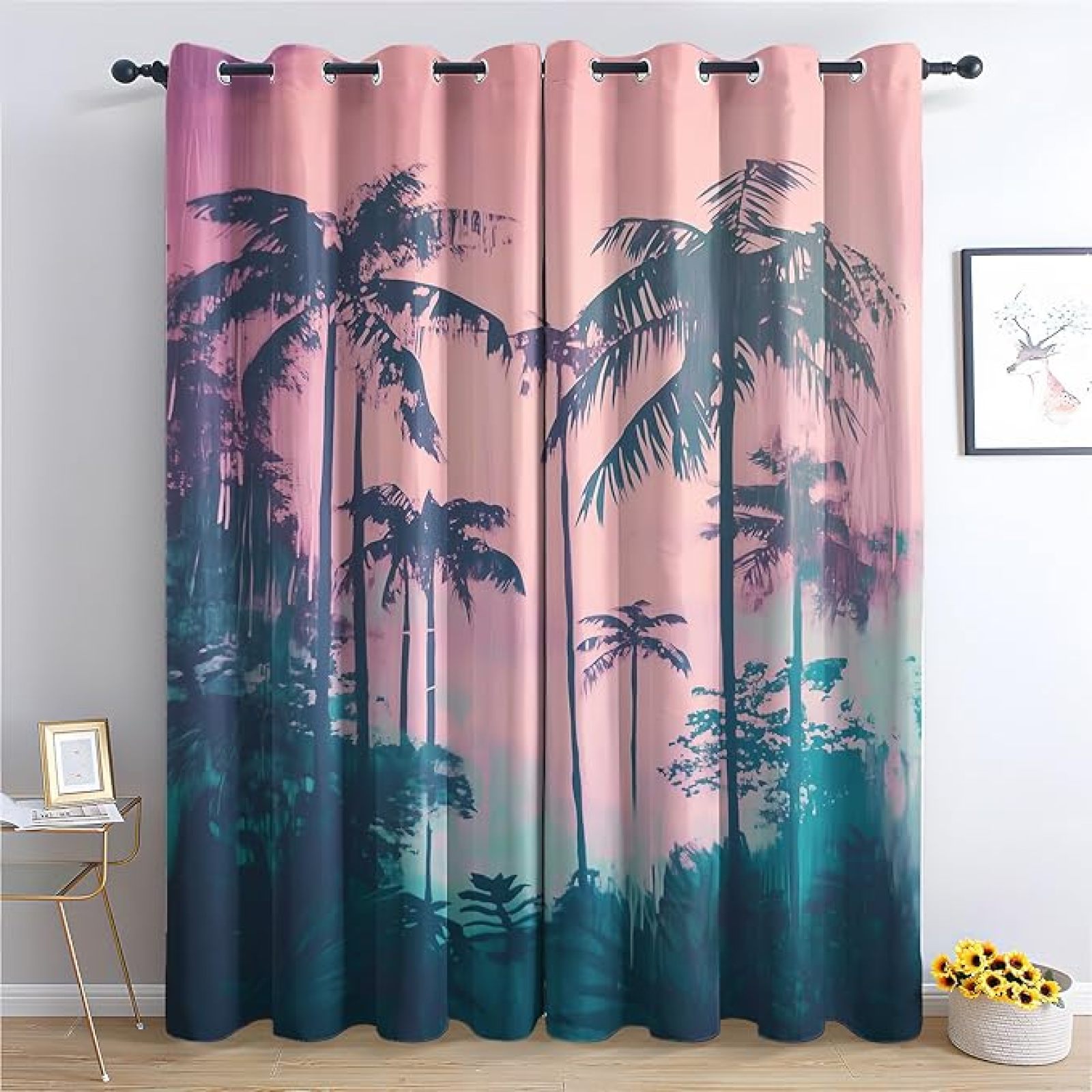 Tropical Sunset Patterned Blackout Curtains For Bedroom, Living Room ...