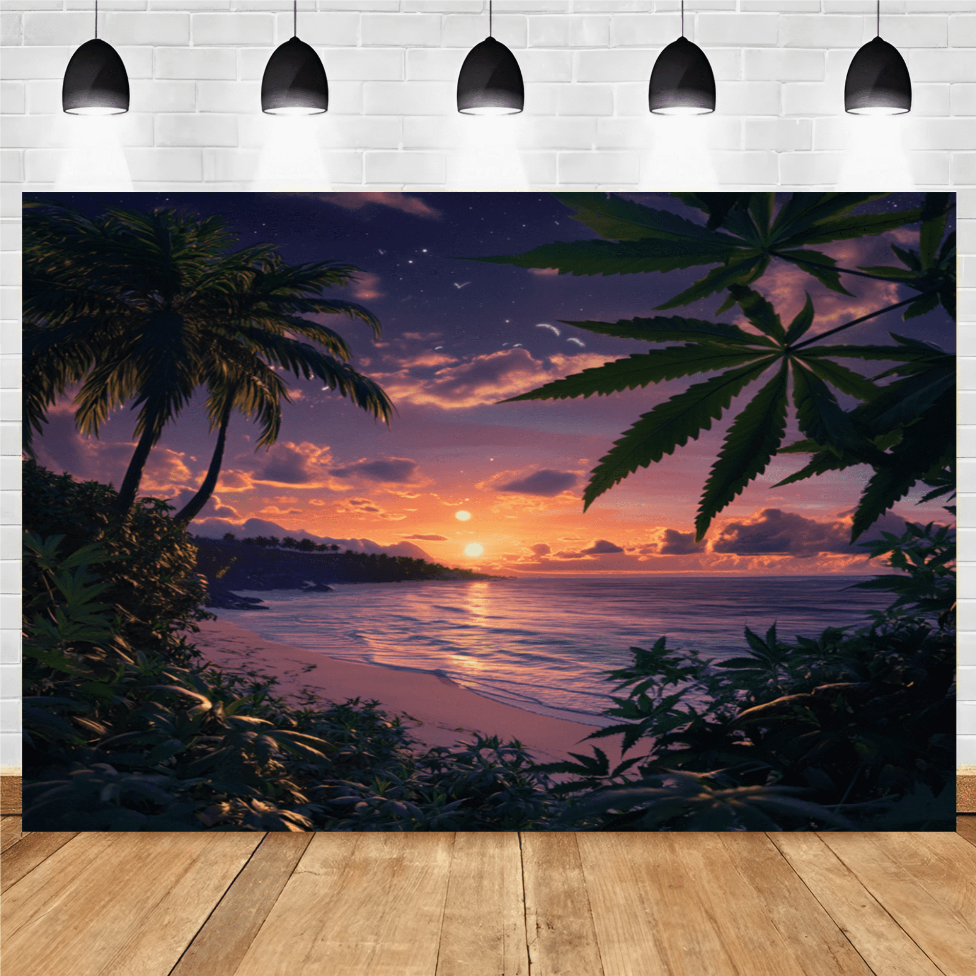 Tropical Sunset with Palm Trees Natural Scenic Backdrops Summer ...