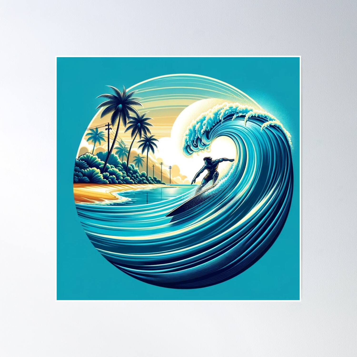 Tropical Surf Paradise Poster Wall Art, Modern Wall Decor, 24x24 ...