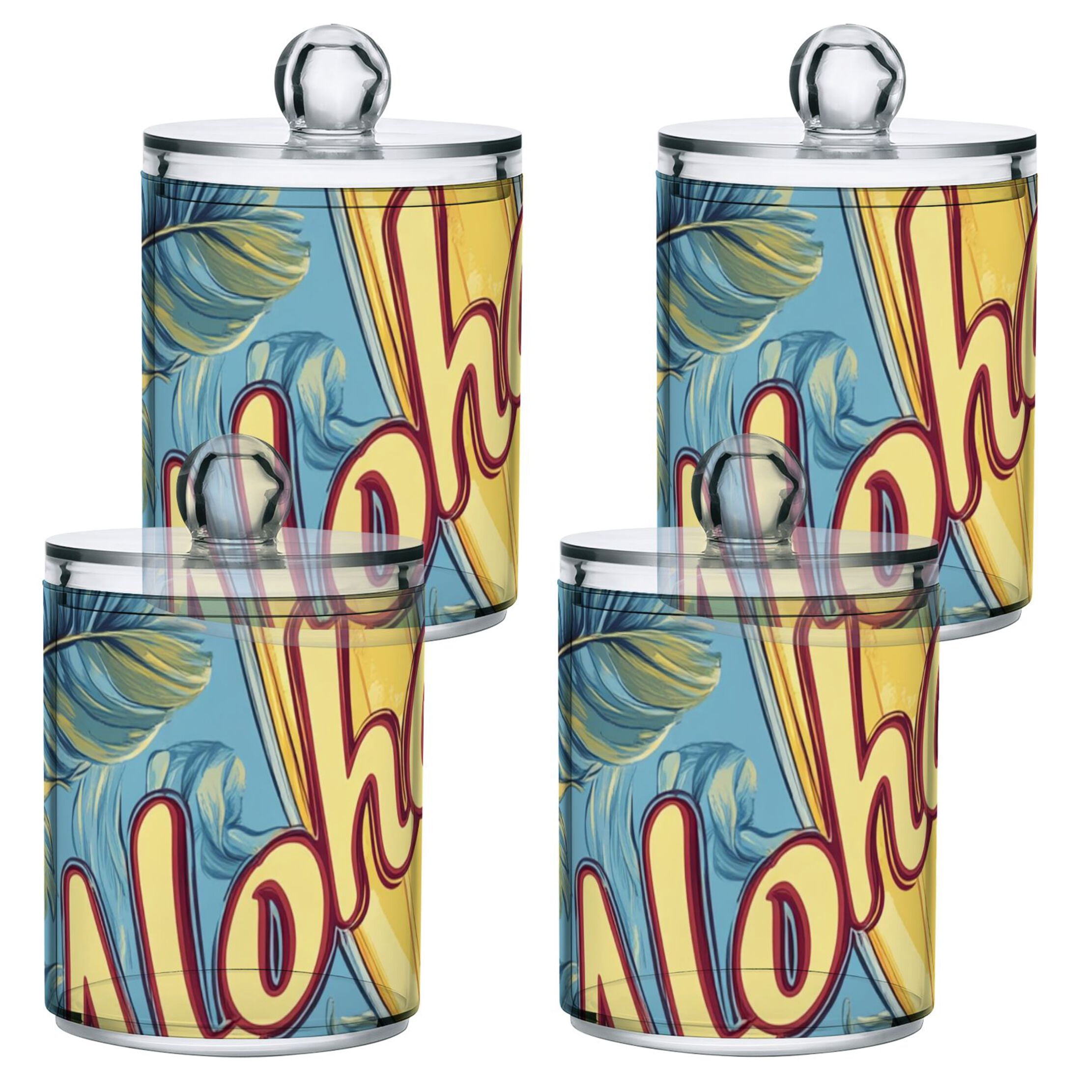 Tropical Surfboards Flowers Leaves Hawaii Translucent Plastic Cans ...