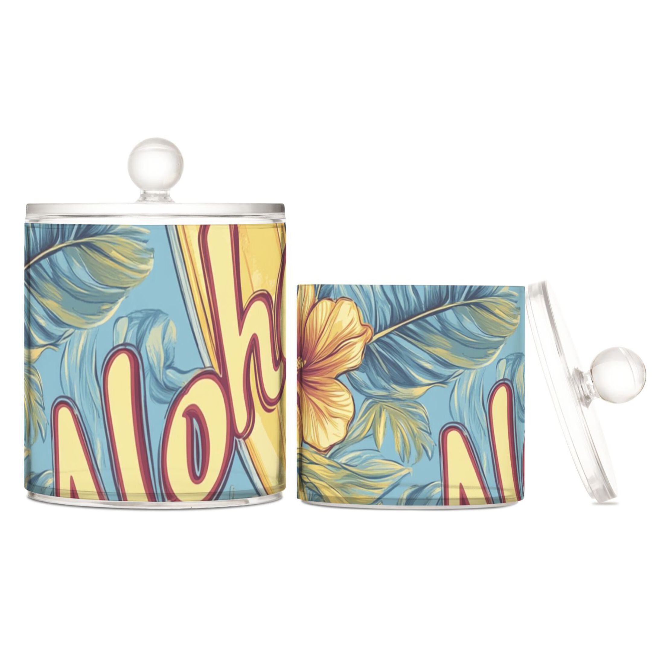 Tropical Surfboards Flowers Leaves Hawaii Translucent Plastic Cans ...