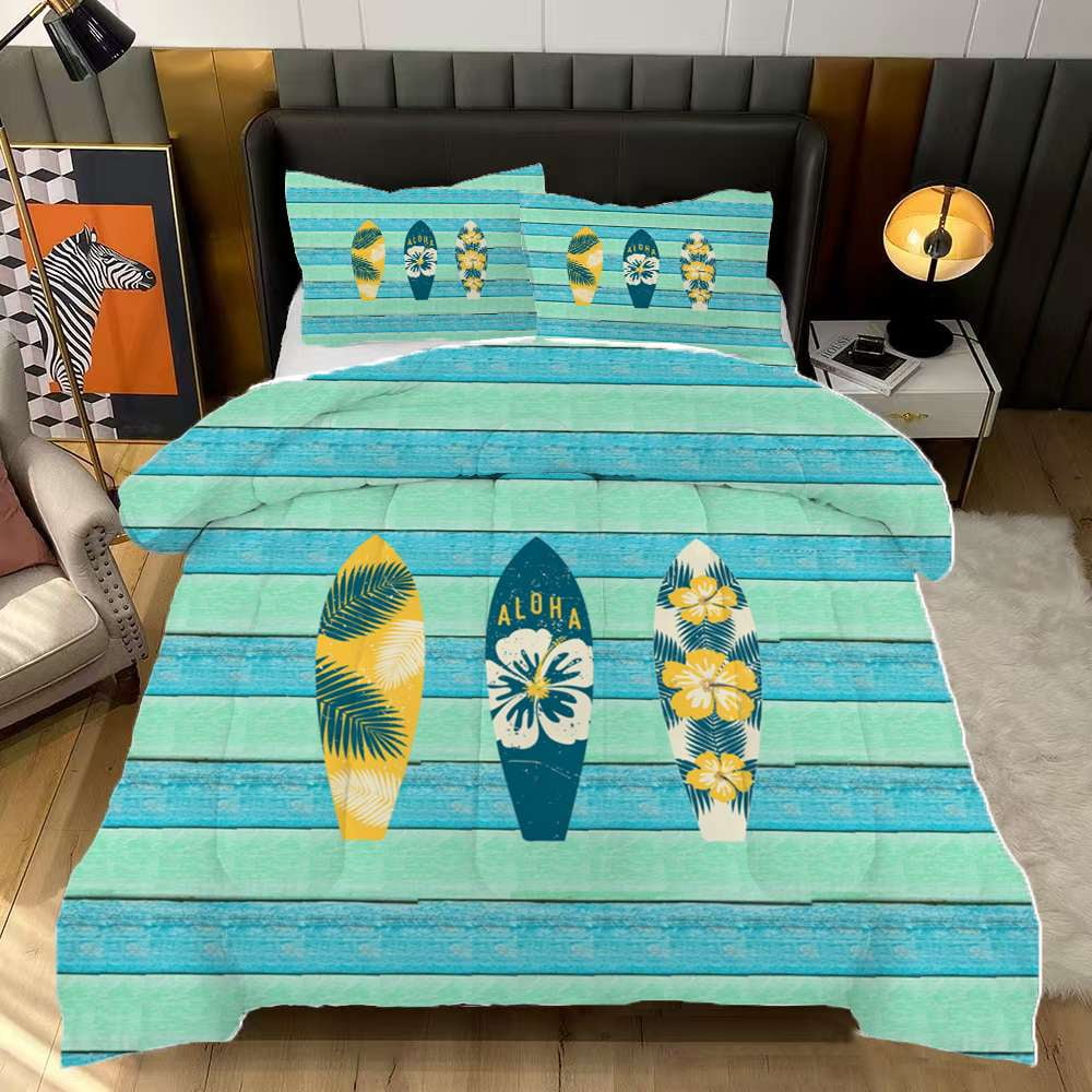 Tropical Surfboards Set Comforter Set King Size Bedding Set For Travl ...