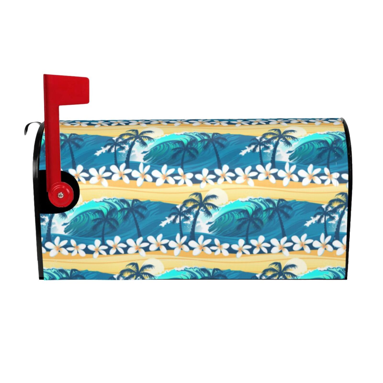 Tropical Surfing With Palm Trees Flower Magnetic Mailbox Cover Post Box ...