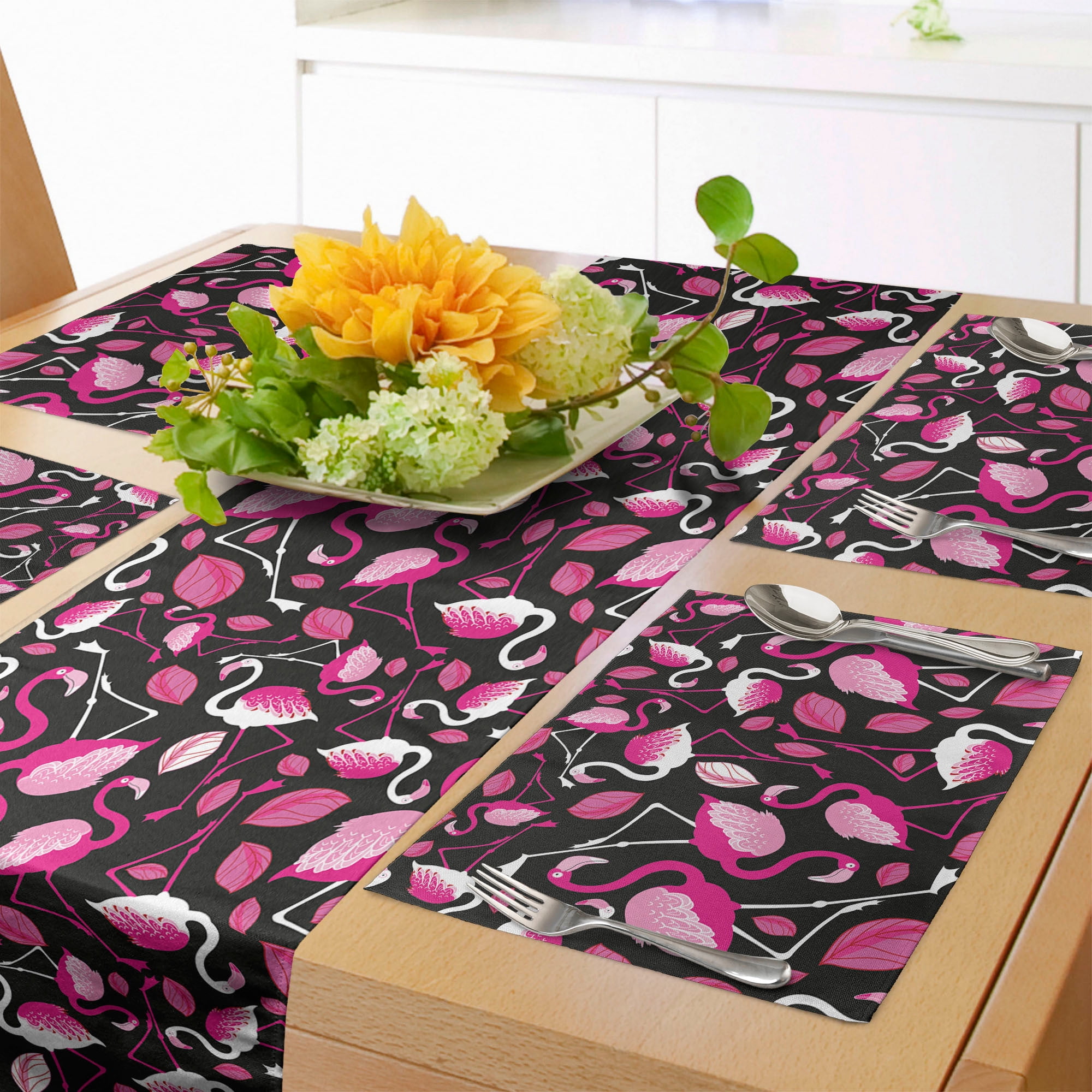 Tropical Table Runner & Placemats, Continuous Exotic Hawaiian Summer ...
